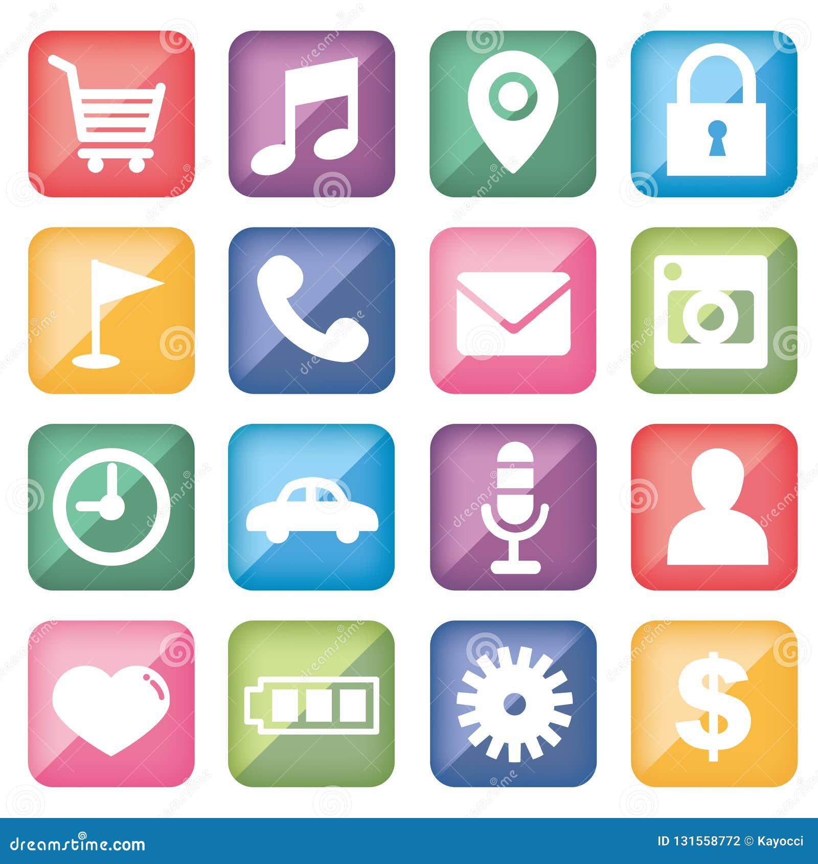 Icon Set for Mobile Application Â· Square Shape Stock Vector ...