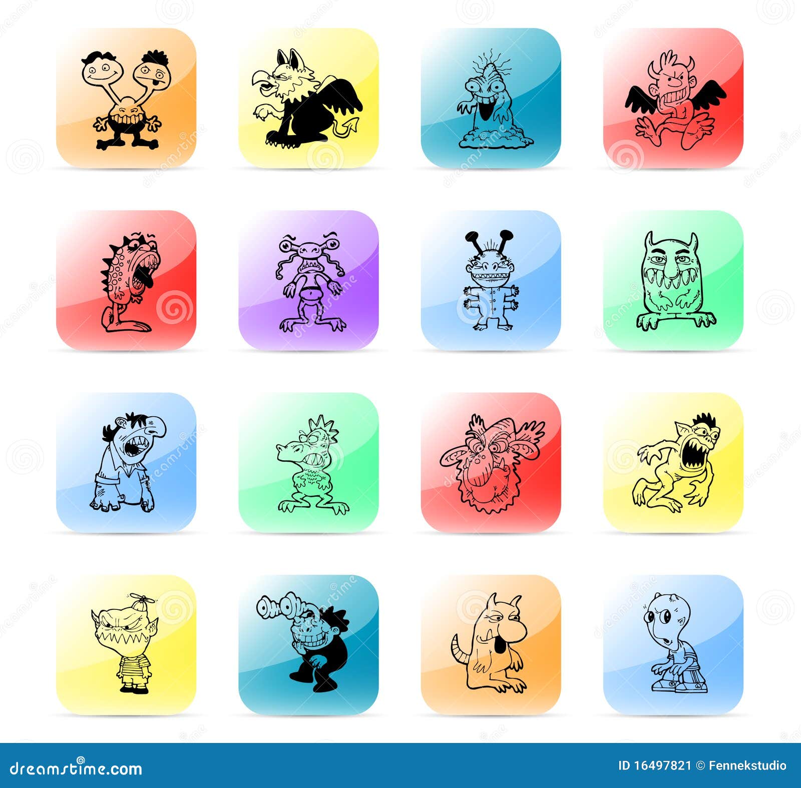 Icon set monsters stock illustration. Illustration of hilarious - 16497821