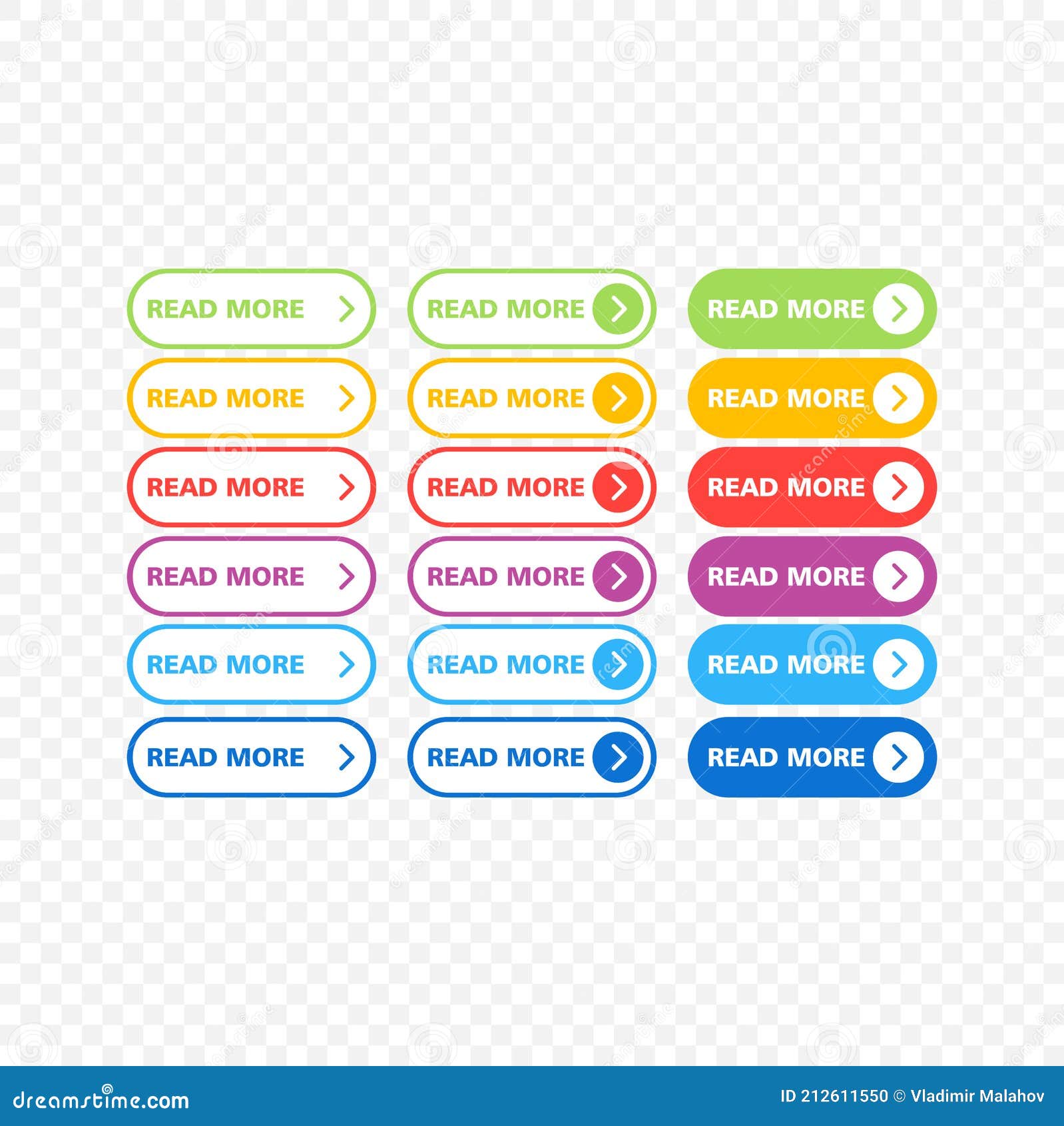 Icon Set Multi Colored Button in Flat Style. Stock Vector ...