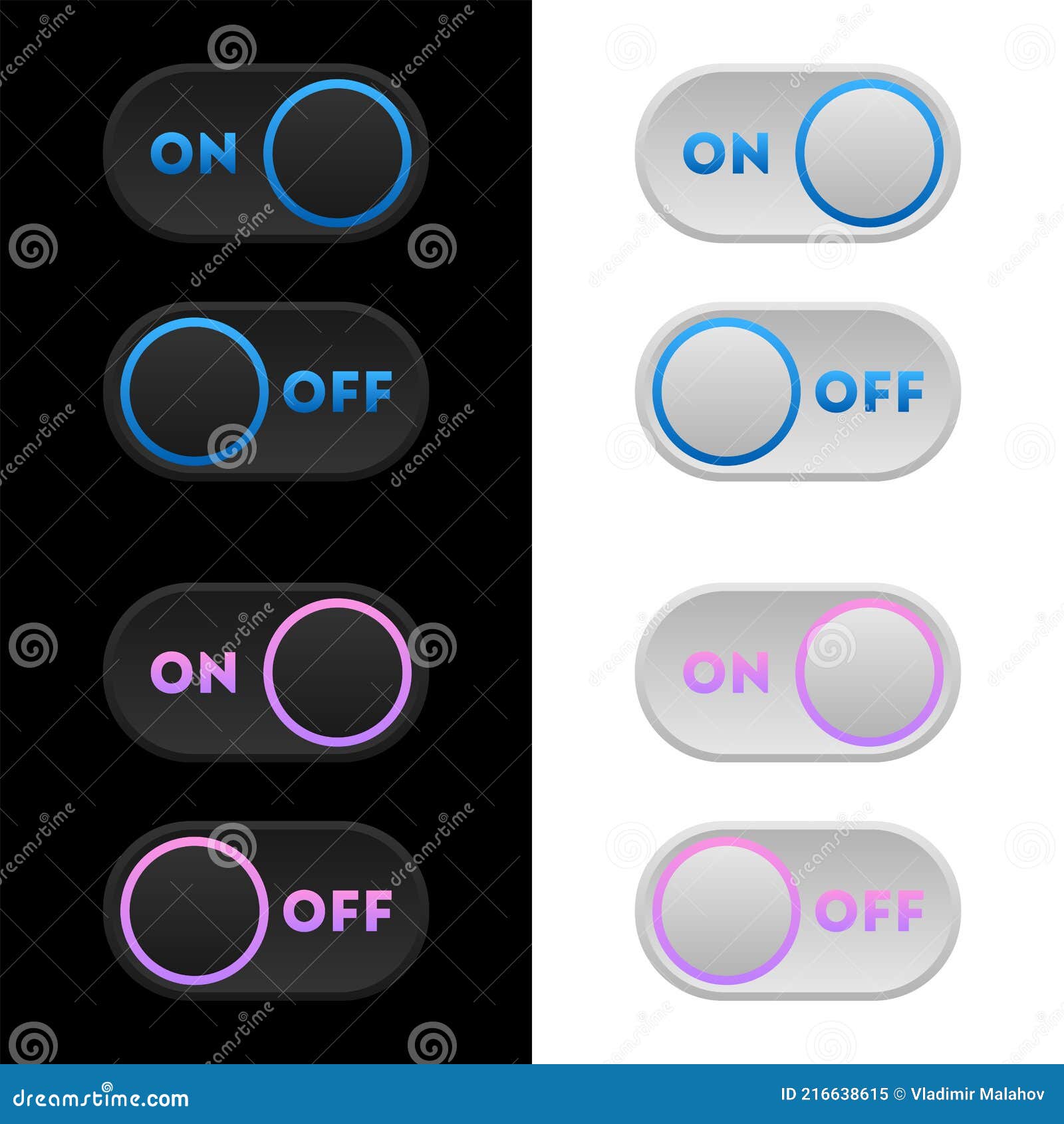 Icon Set Multi Colored Button in Flat Style. Stock Vector ...