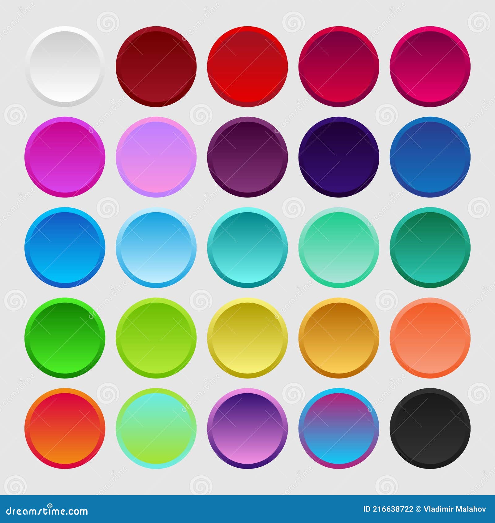 Icon Set Multi Colored Button in Flat Style. Stock Vector ...