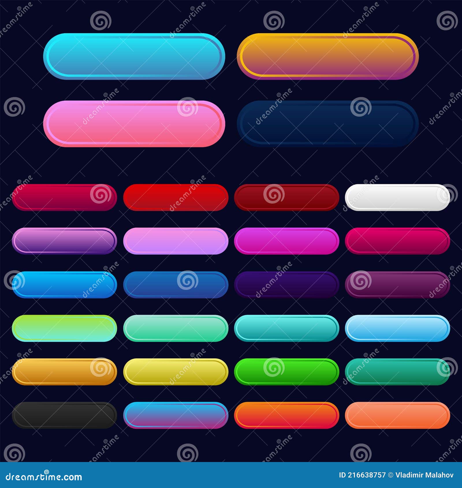 Icon Set Multi Colored Button in Flat Style. Stock Vector ...