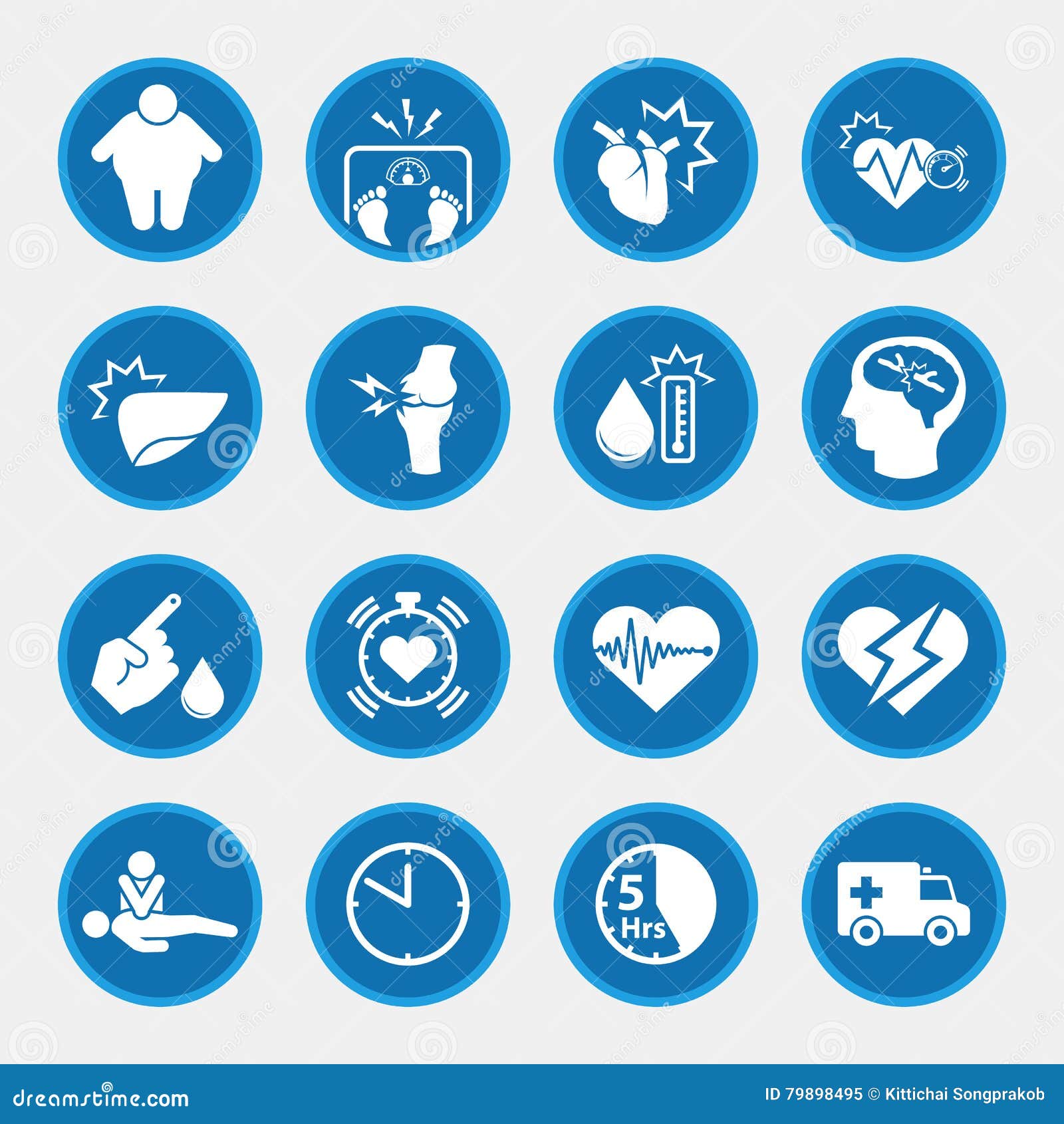 Icon Set of Obesity Related Diseases Stock Vector - Illustration of ...