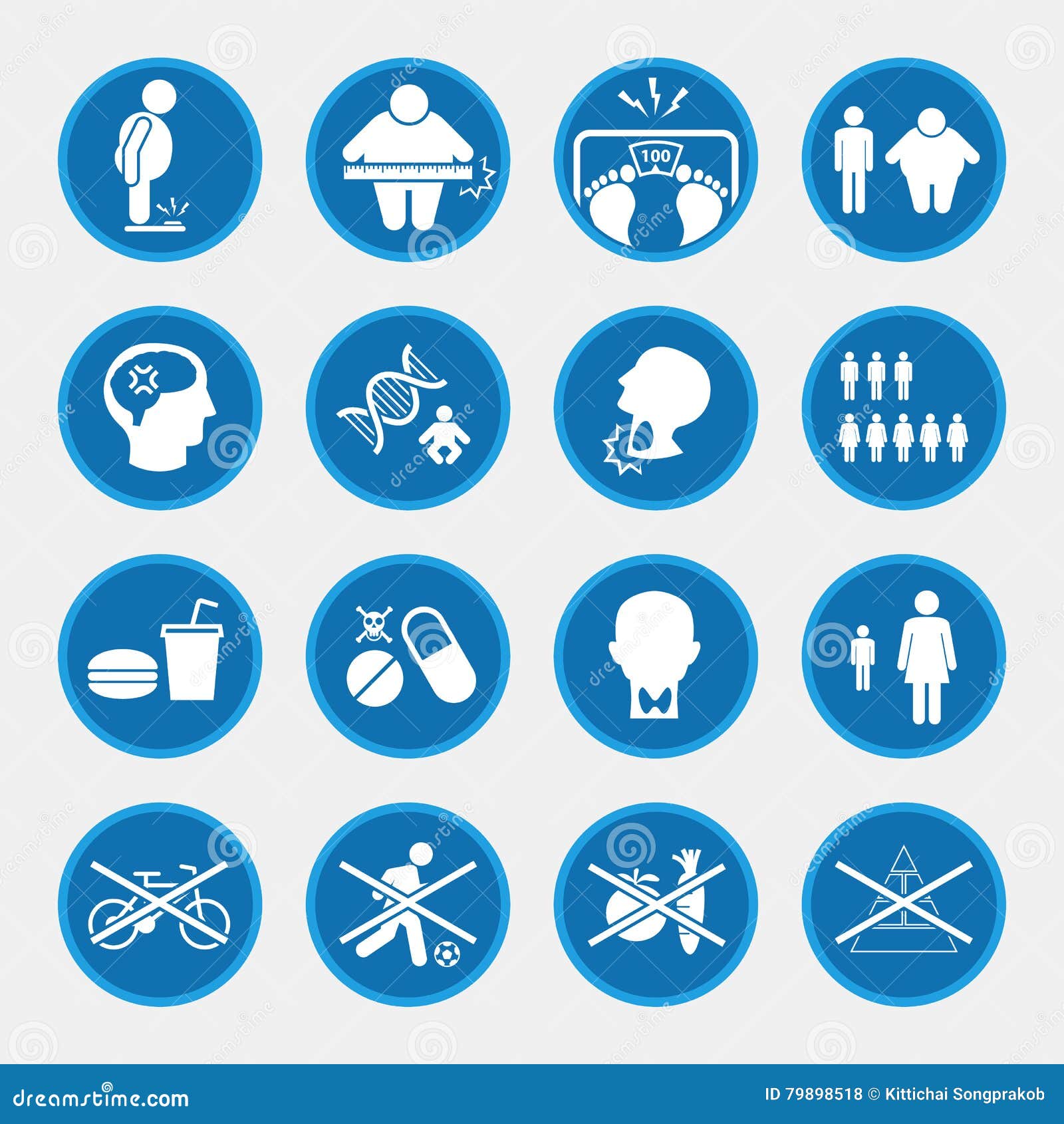 Icon Set of Obesity Related Diseases Stock Vector - Illustration of ...