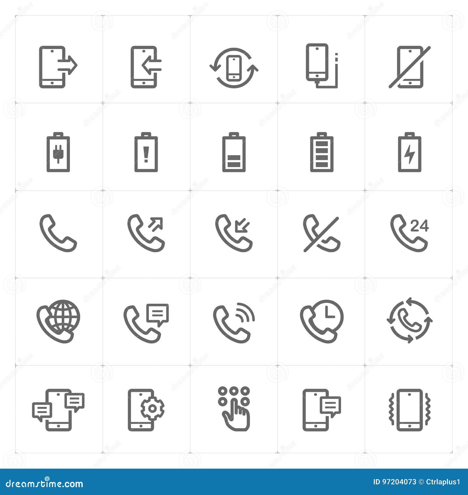 Icon Set - Phone and Calling Outline Stroke Stock Vector - Illustration ...
