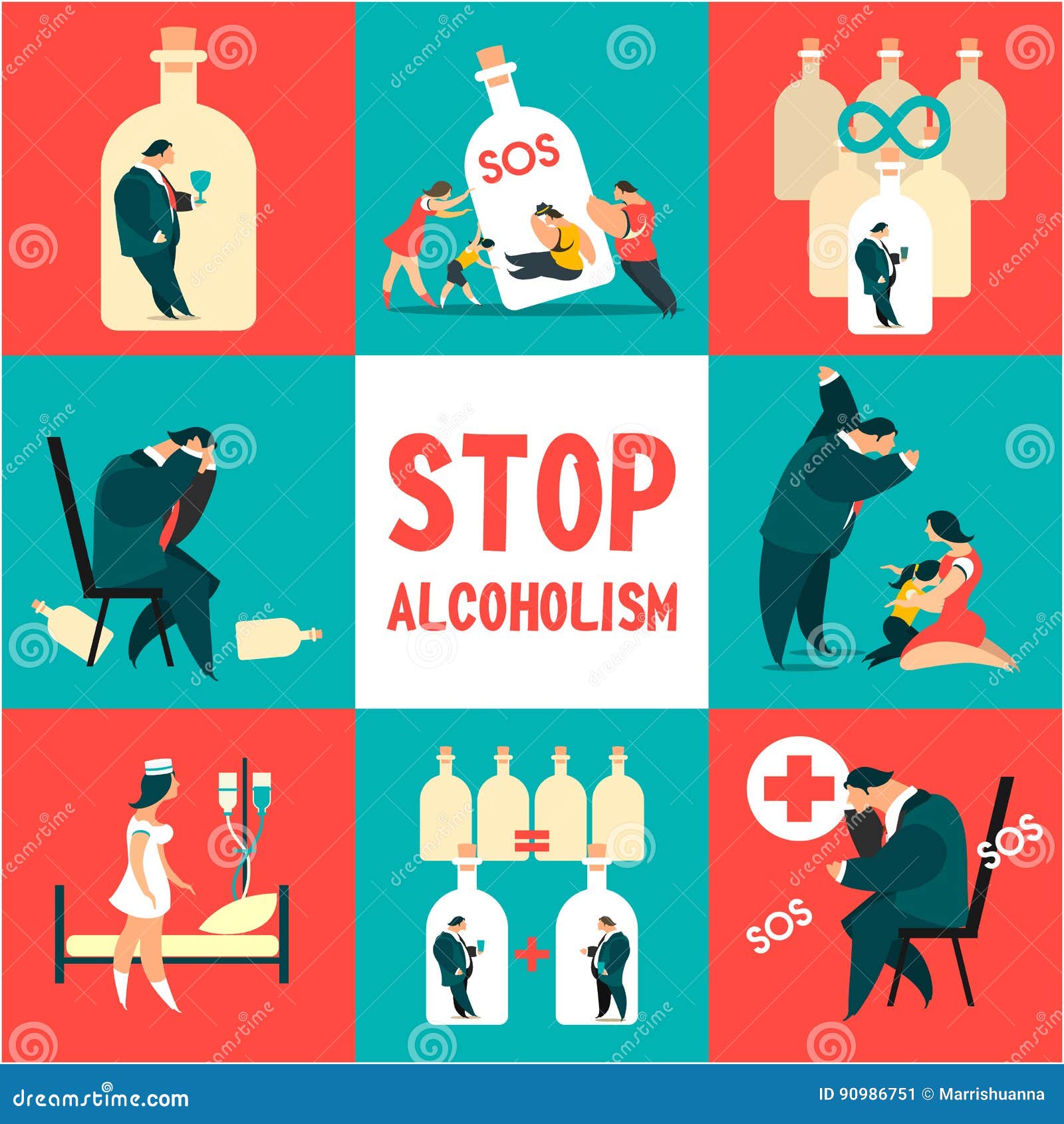 Icon Set Problem Alcoholism Stock Vector - Illustration of alcoholic ...