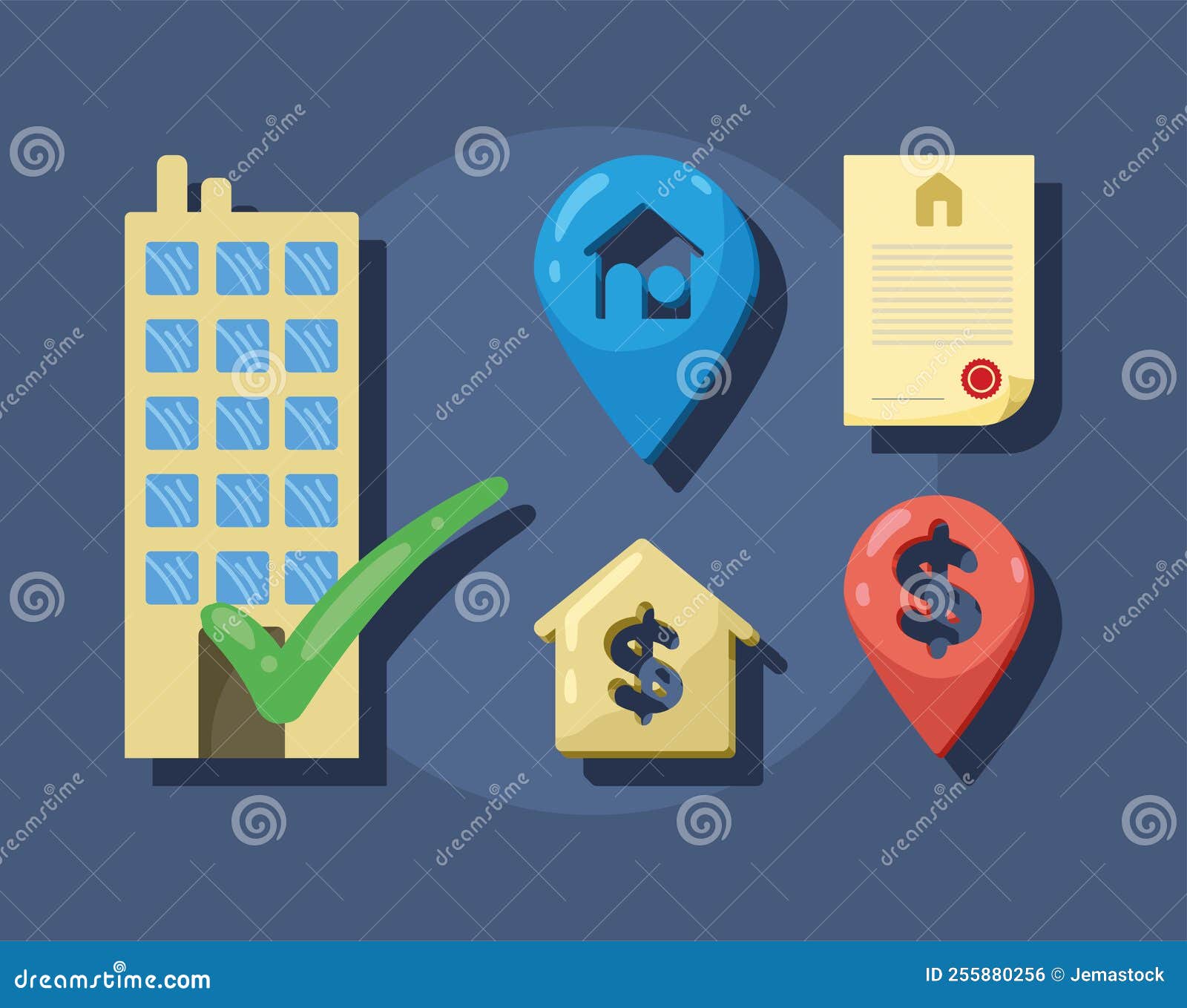 Icon set, real estate stock vector. Illustration of mortgage - 255880256