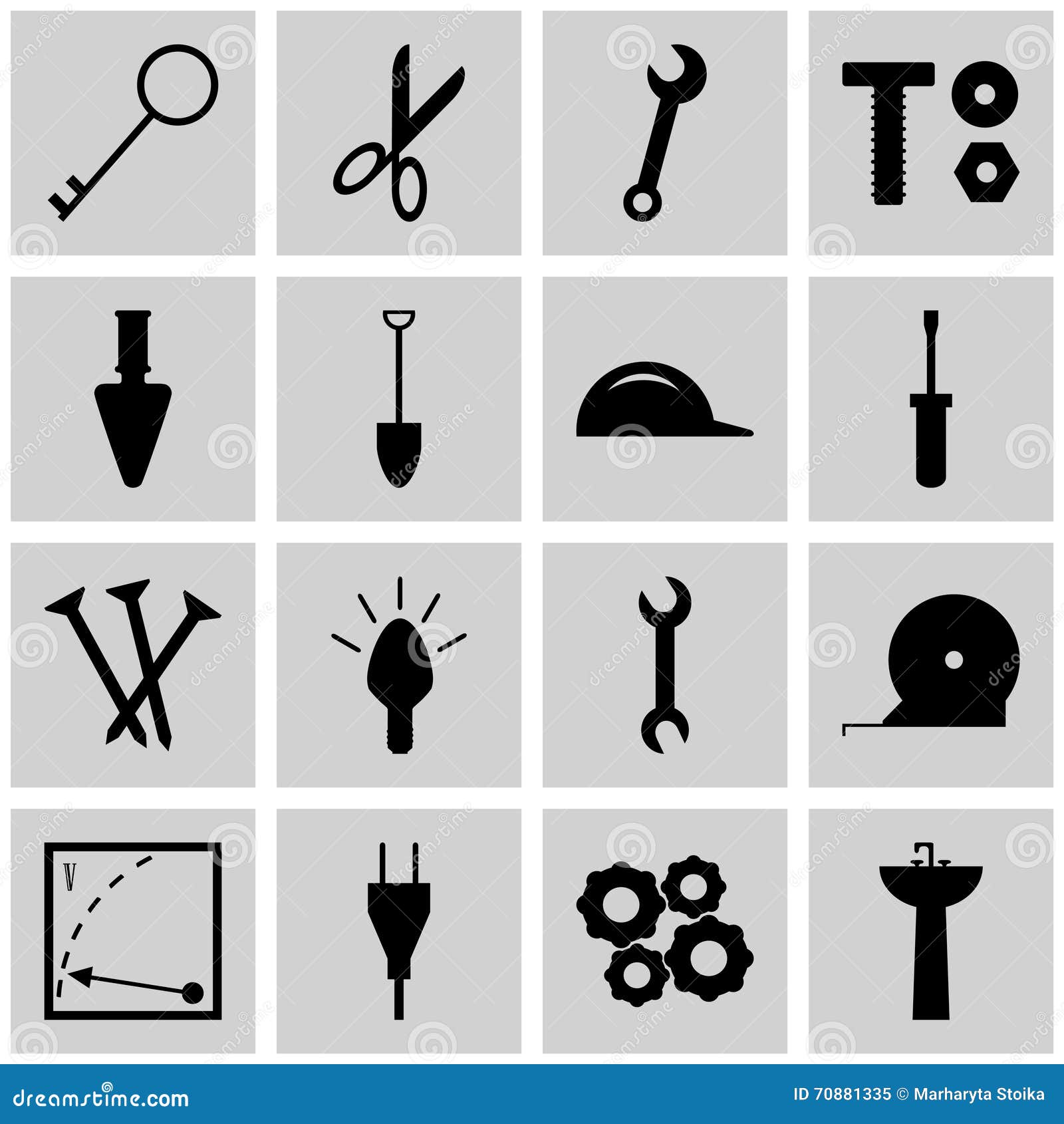 Icon Set Refit/ Vector Refit/ Icons Gray, Square, | CartoonDealer.com ...