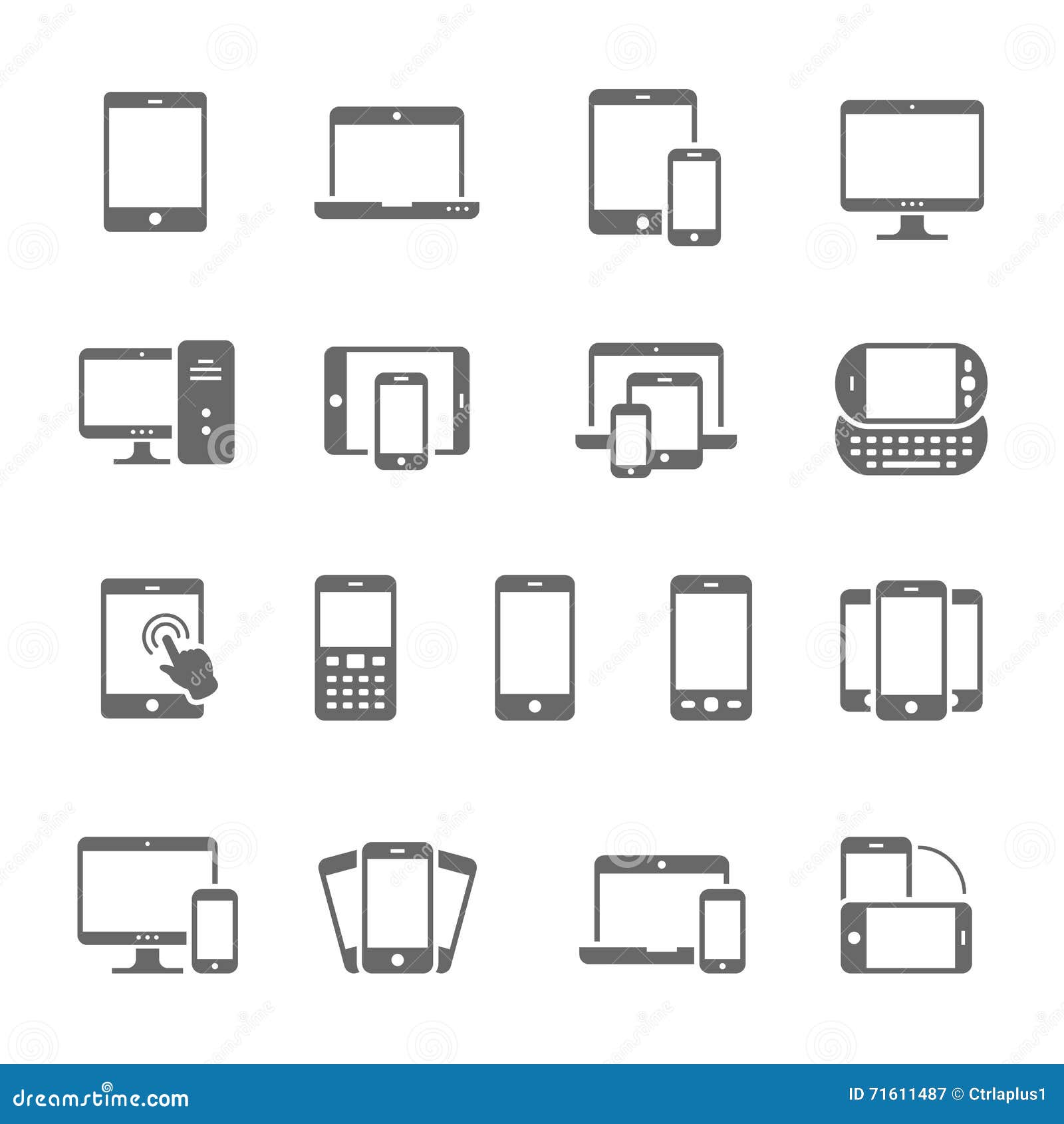 Icon Set - Responsive Devices Stock Vector - Illustration of internet ...