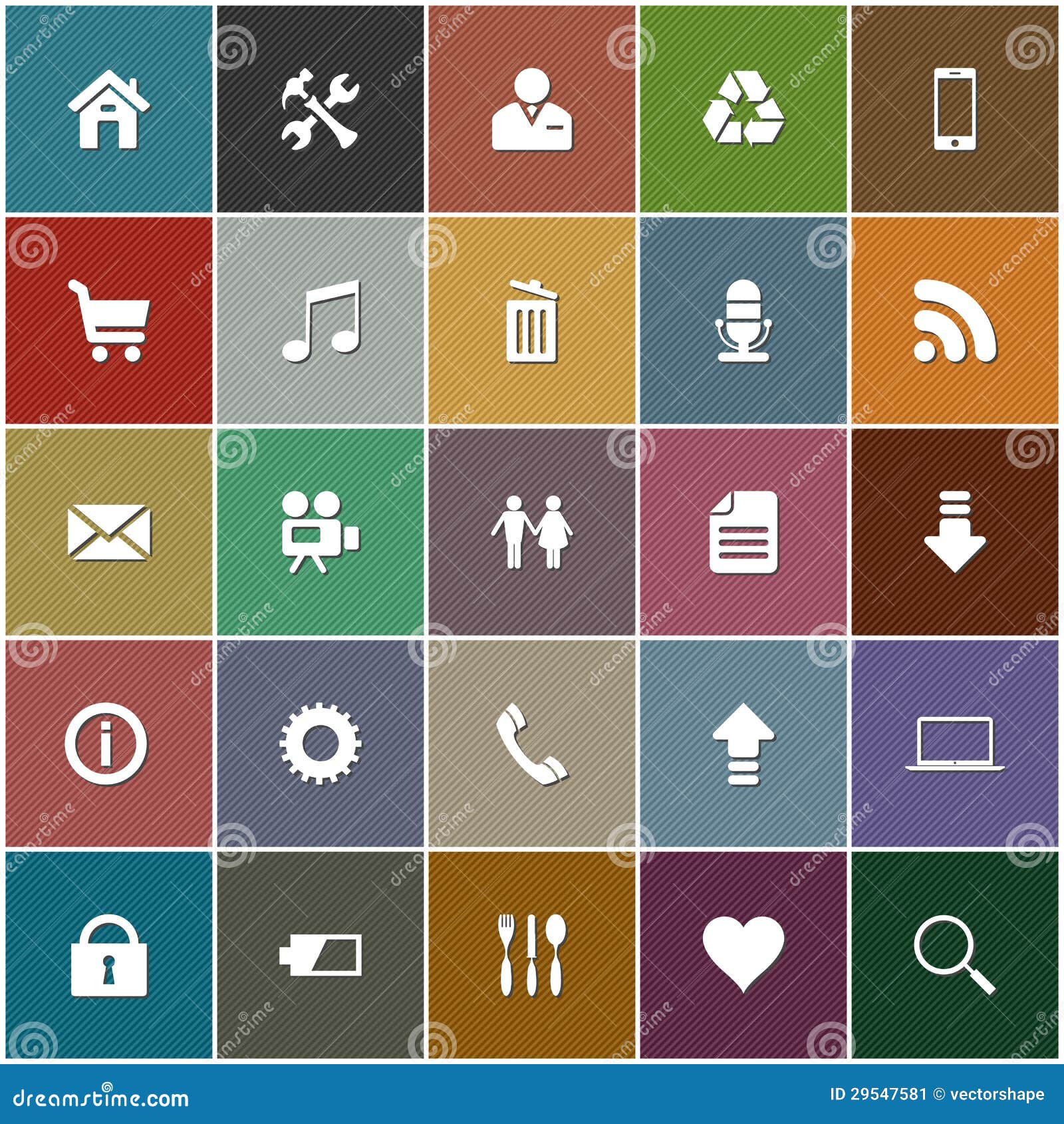 Icon set in retro style stock vector. Illustration of orange - 29547581