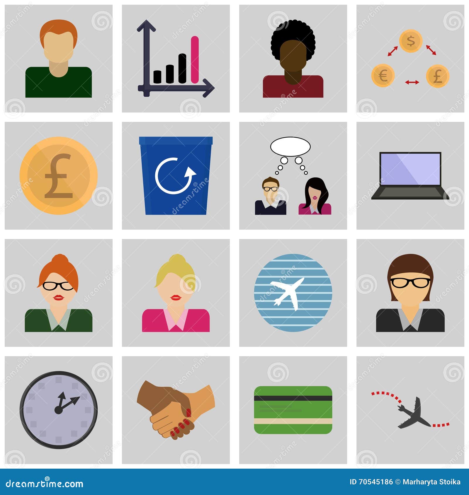 Icon Set Revenue/ Vector Busnes/ Icons Gray, Square Stock Vector ...