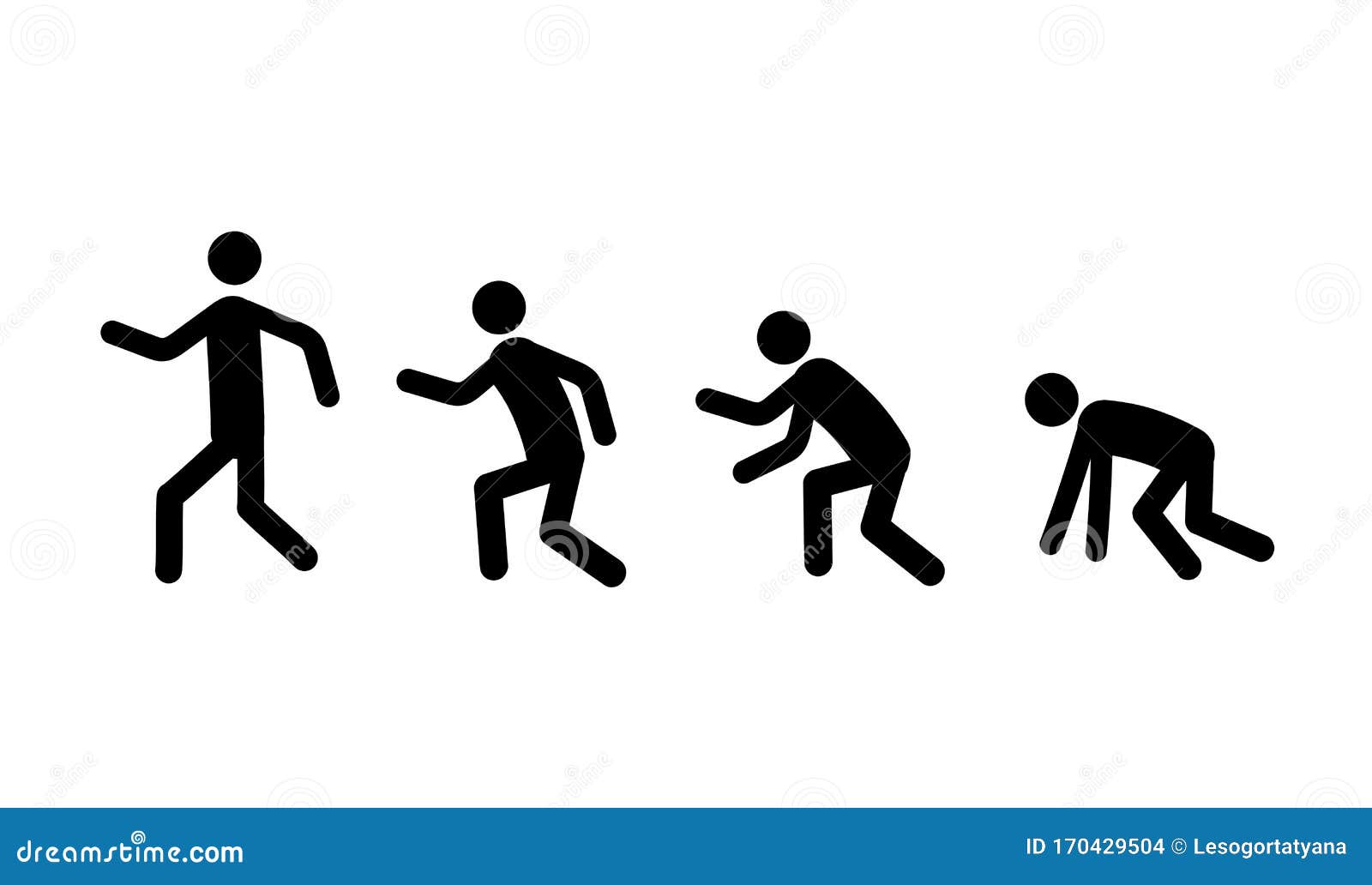 Runner Stick Figure Icons Set Cartoon Vector | CartoonDealer.com #38213983