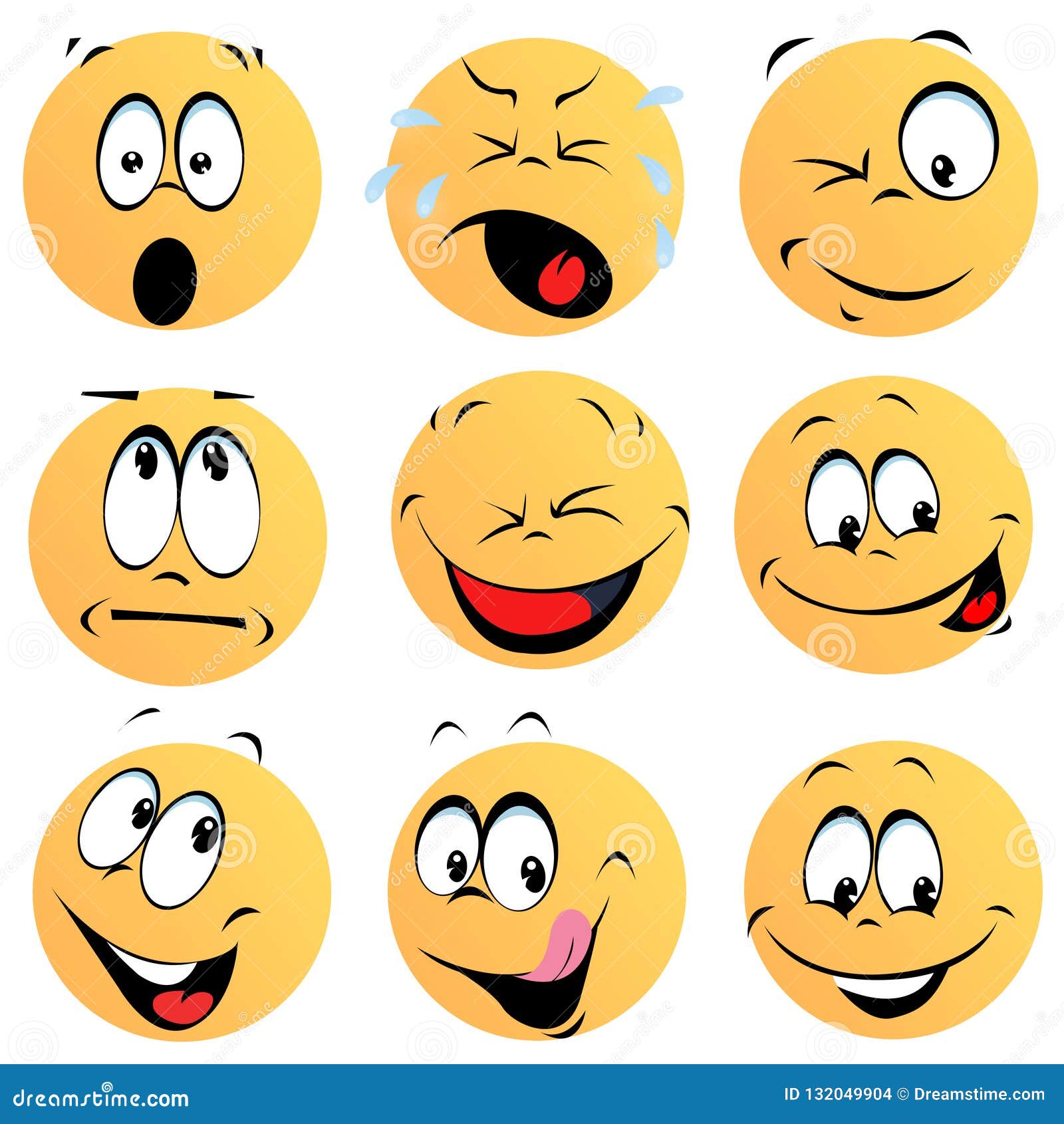 A Smailey Type Smailey Face, Icon Set Stock Illustration - Illustration ...