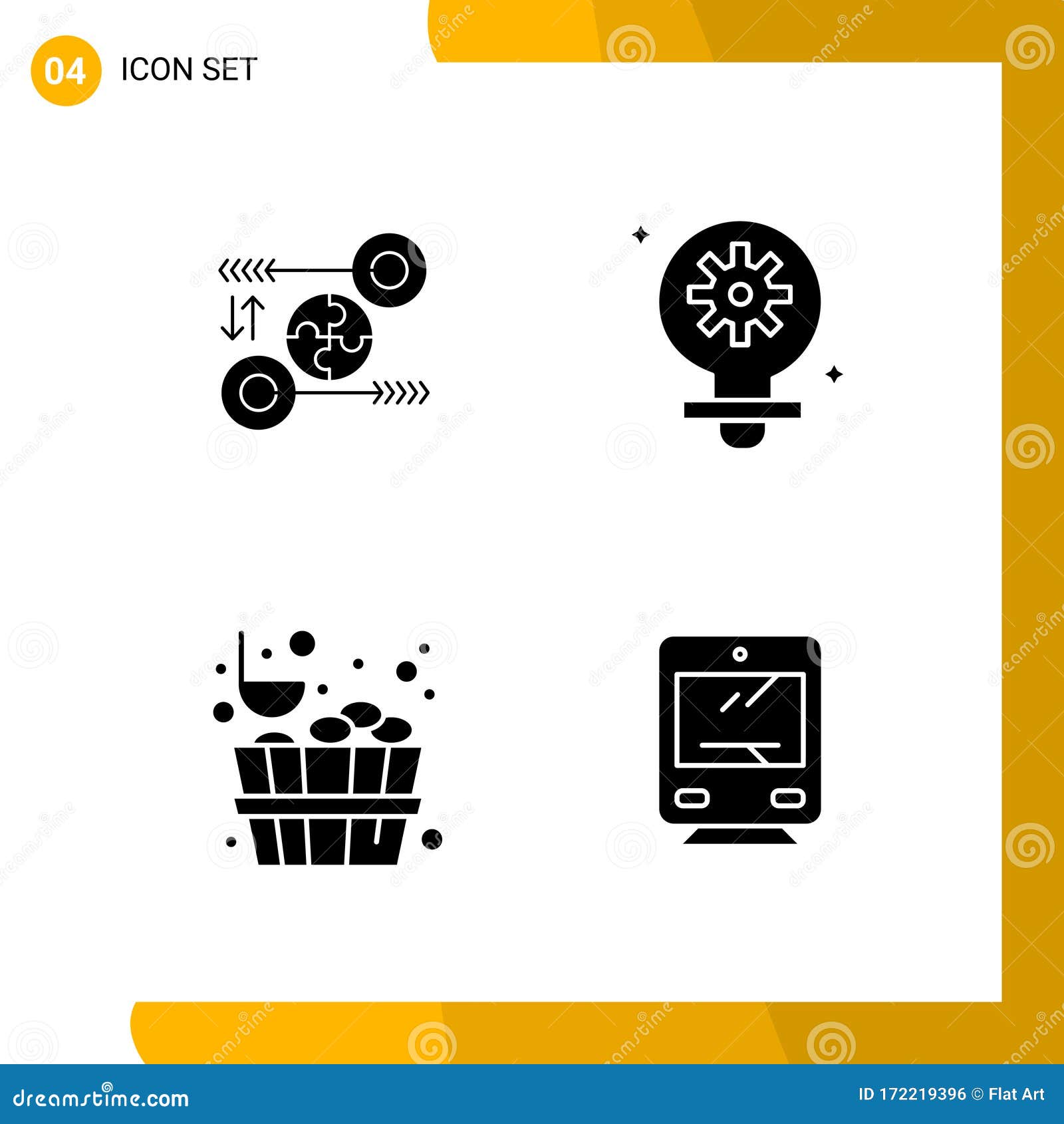 4 Icon Set. Solid Style Icon Pack Stock Vector - Illustration of ...