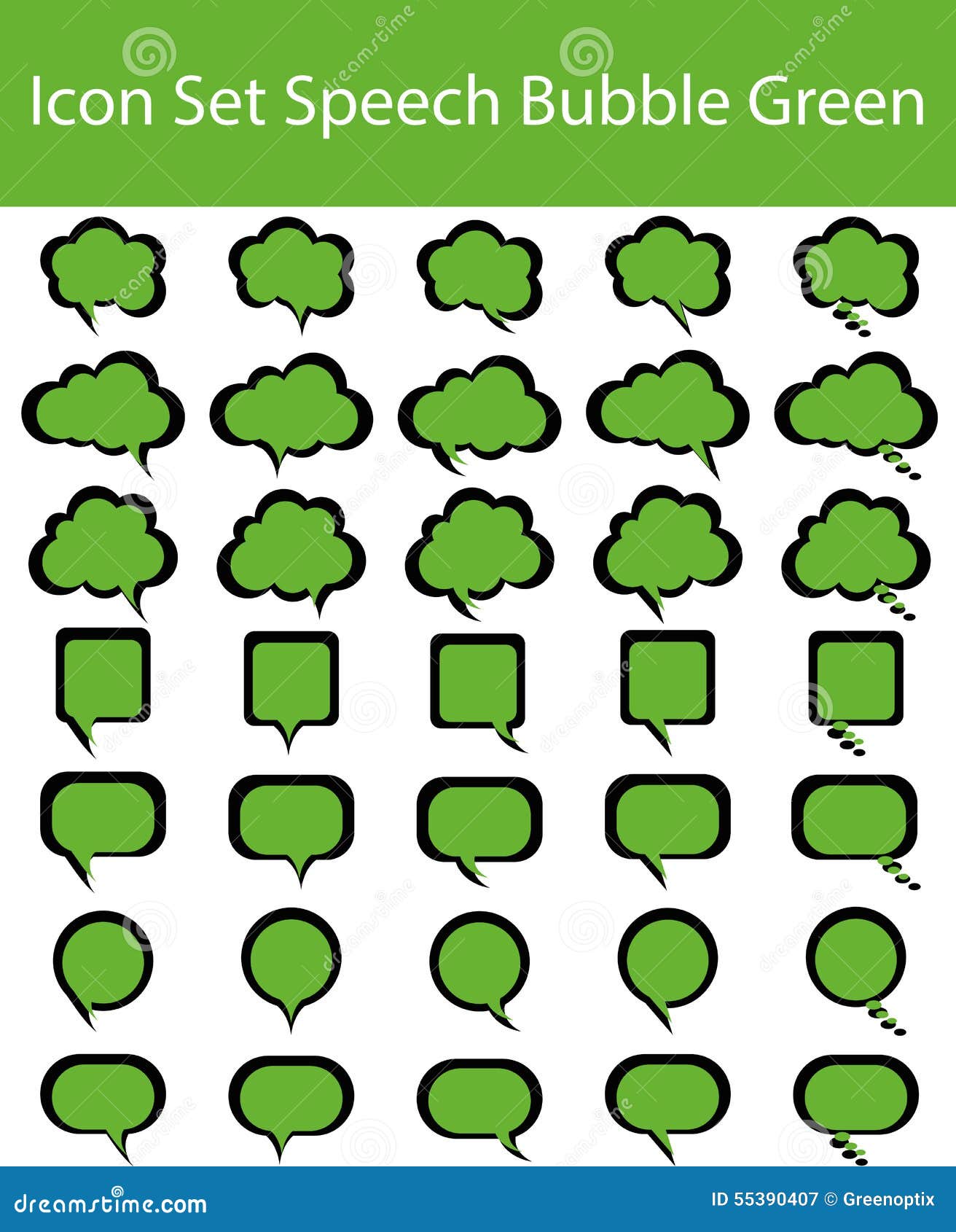 Icon Set Speech Bubble Green Stock Vector - Illustration of speak, sign ...