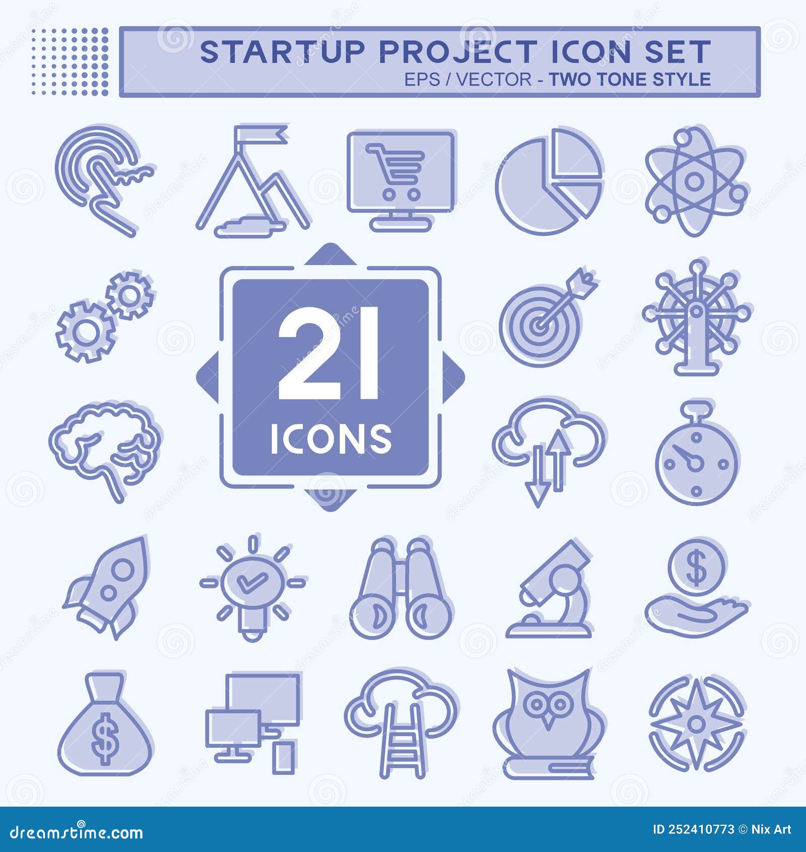 Icon Set Startup Project. Suitable for Startup Symbol. Two Tone Style ...
