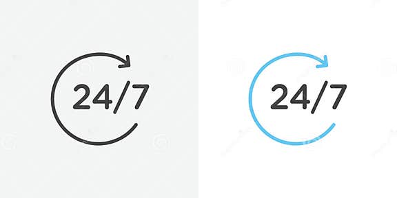24 7 Icon Vector Set on White Background Stock Illustration ...