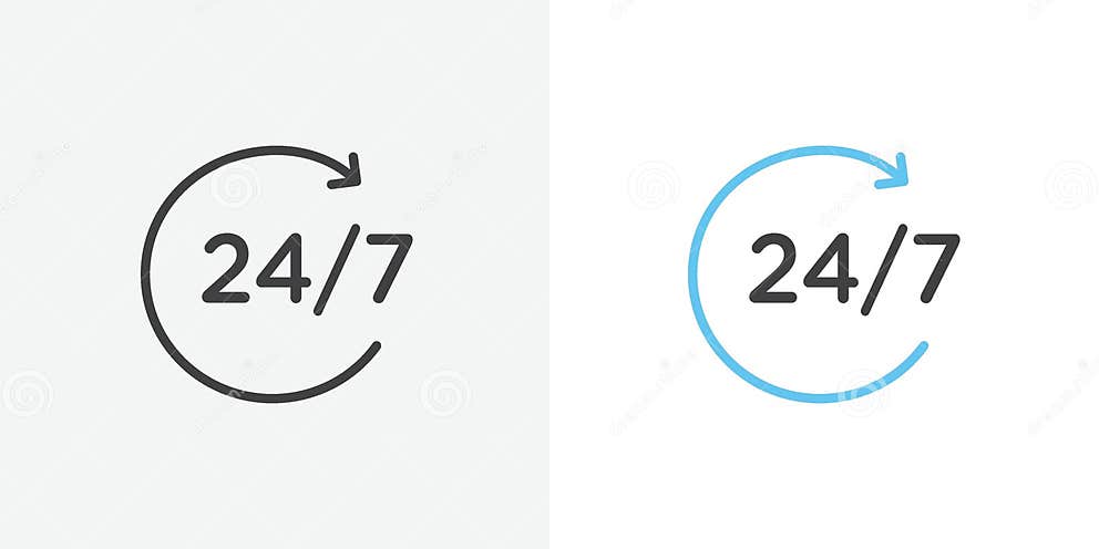 24 7 Icon Vector Set on White Background Stock Illustration ...