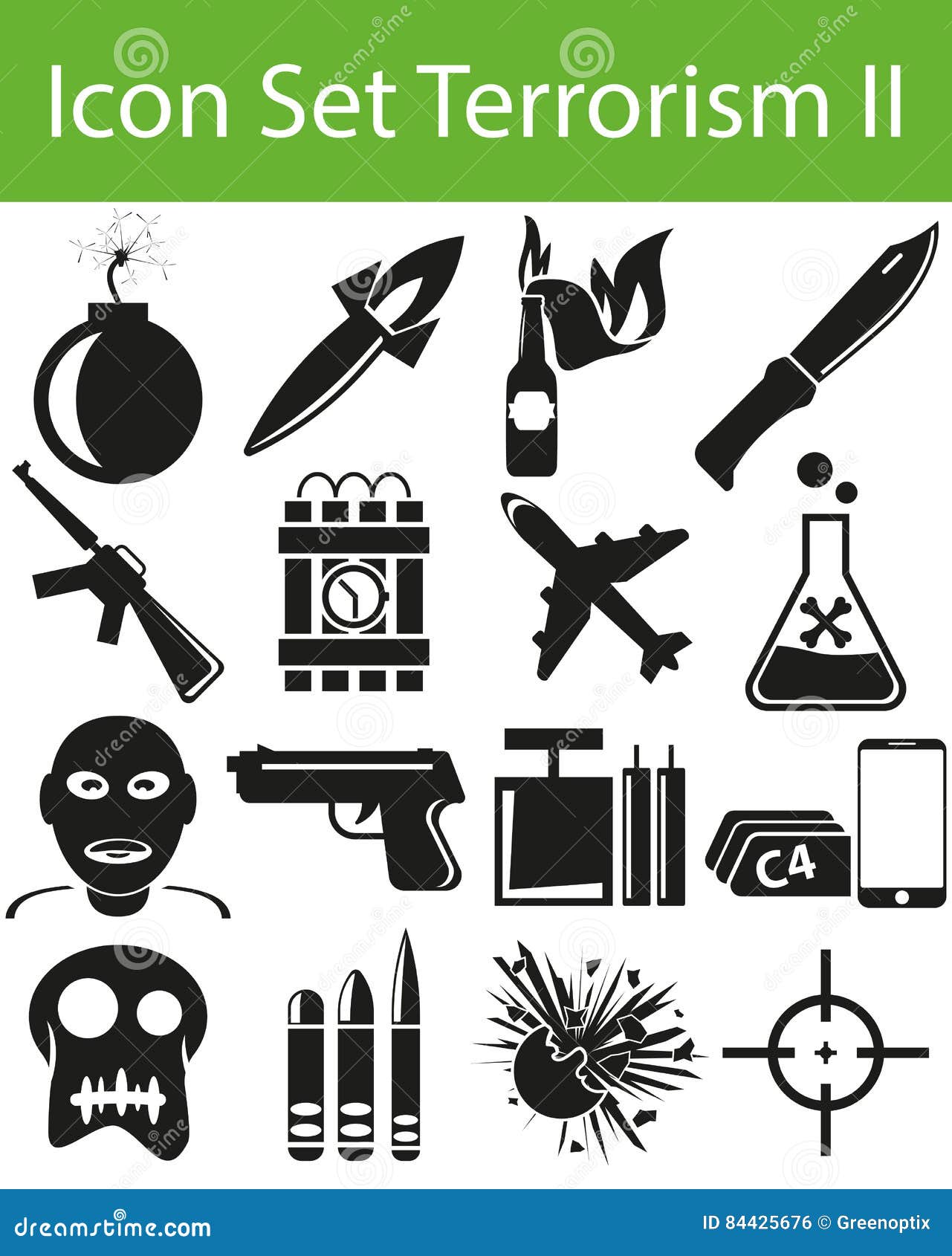 Icon Set Terrorism II stock vector. Illustration of dynamite - 84425676