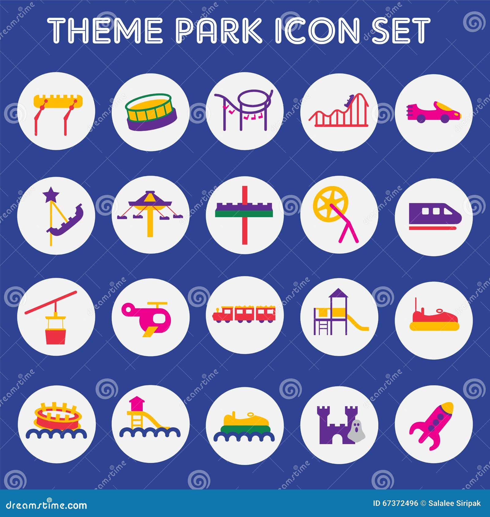 Icon set theme park stock vector. Illustration of adventure - 67372496