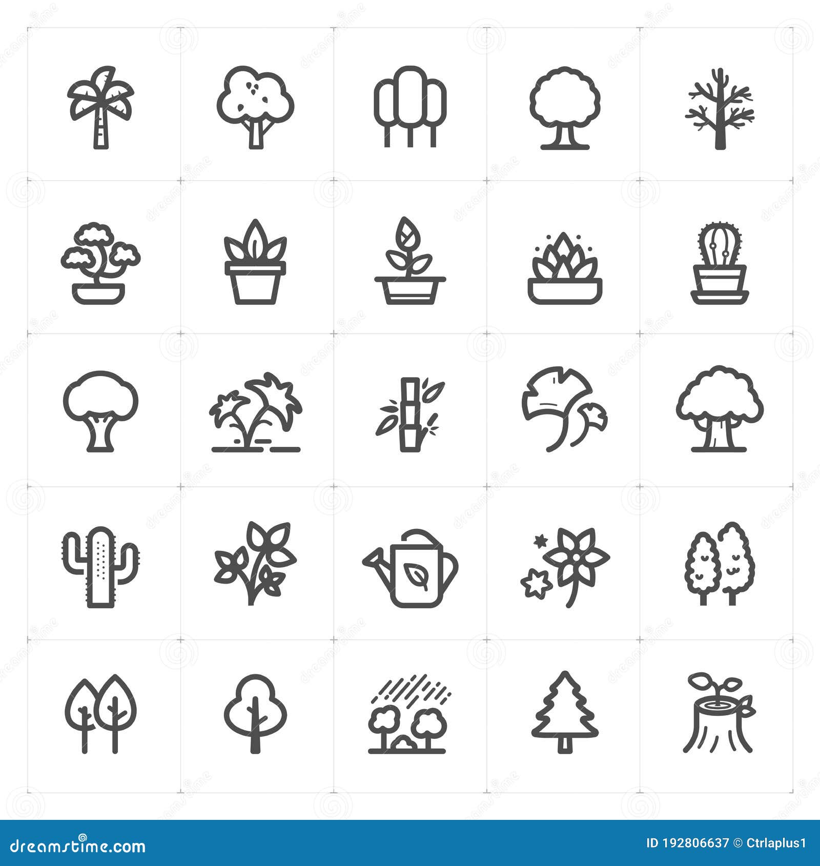 Icon Tree Pot Isolated On White, Potted Tree For Clip Art Cartoon ...