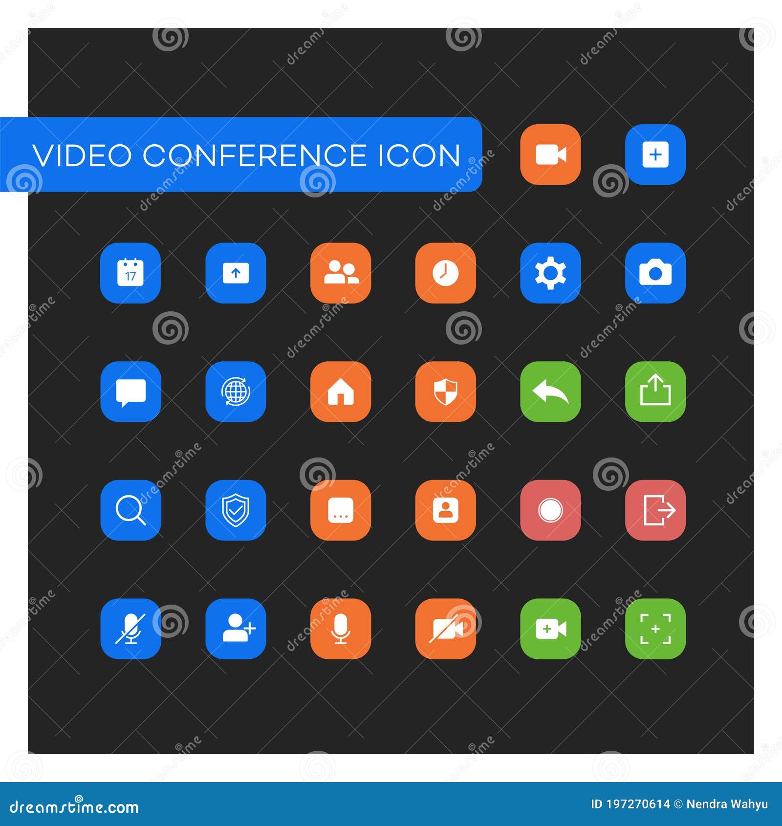 Icon Set for Video Conferencing Applications. Stock Vector ...