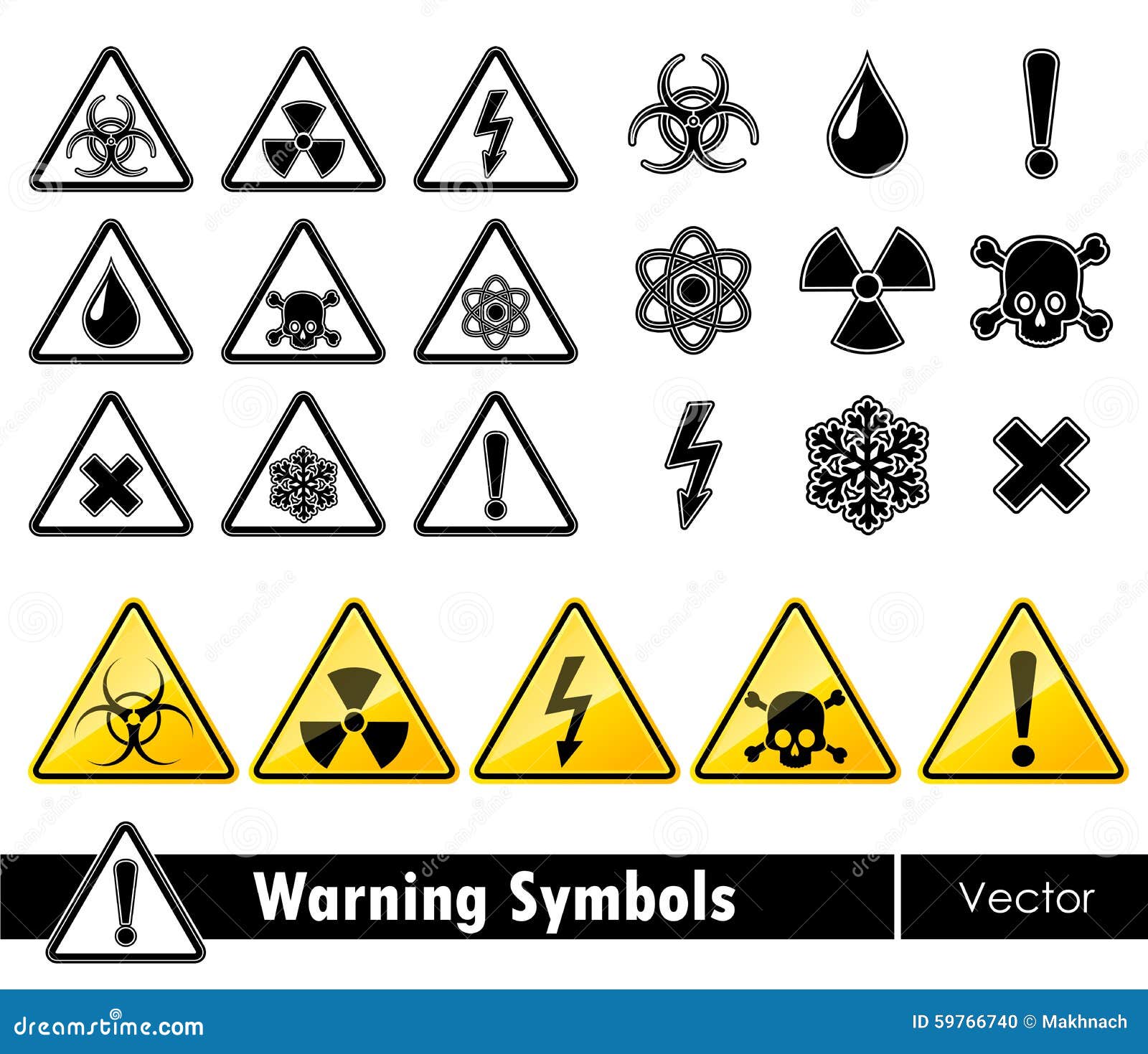 Icon Set Of Warning Symbols. Vector Illustration | CartoonDealer.com ...