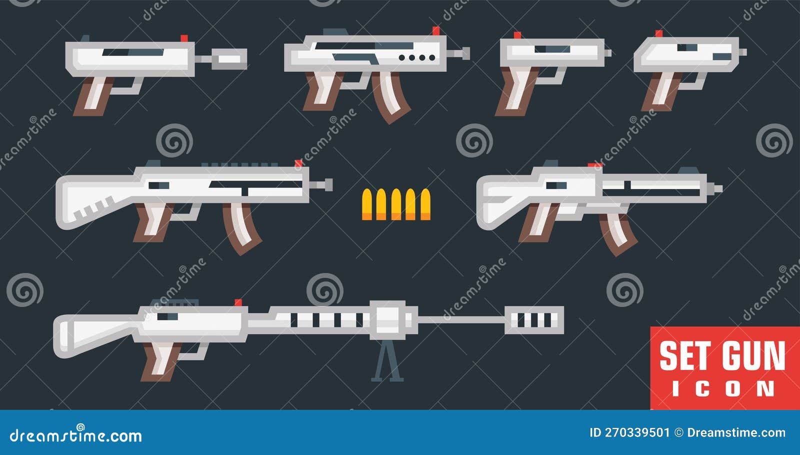 Icon Set Weapon, Modern and Detailed of Various Weapons Stock Vector ...