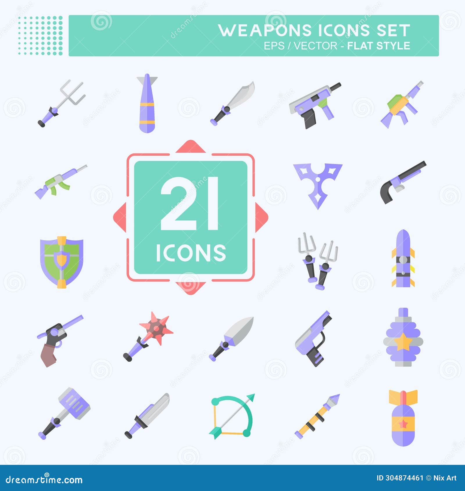 Icon Set Weapons. Related ToTools of War Symbol. Flat Style. Simple ...