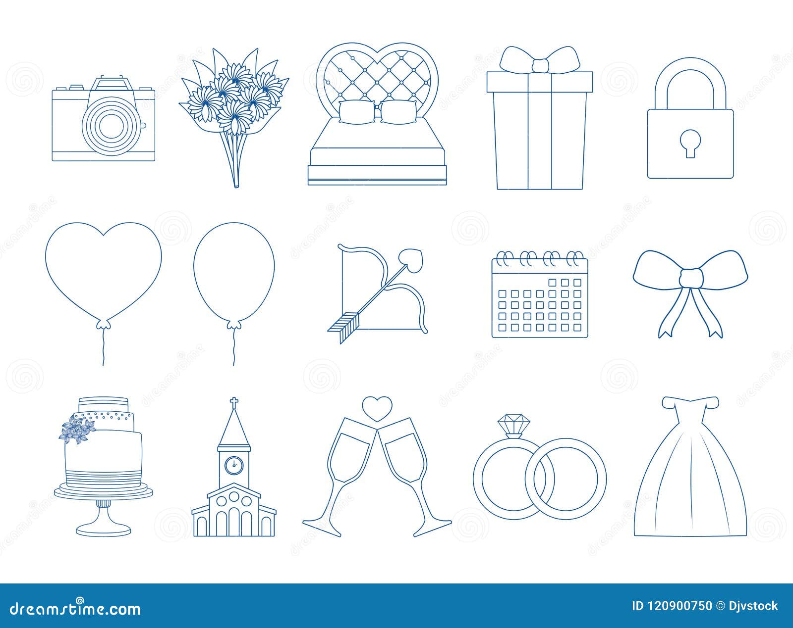 Wedding icon set stock vector. Illustration of graphic - 120900750
