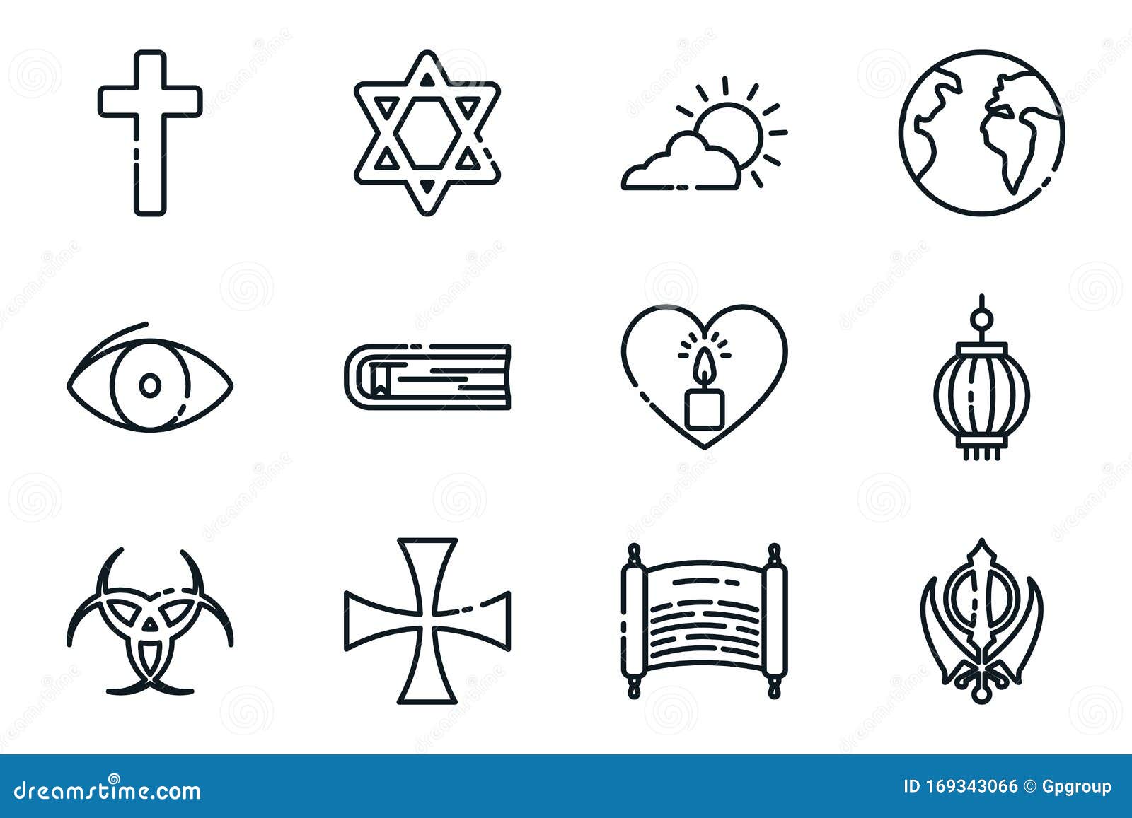 Icon Set Of World Religious World Symbols Vector Design Stock Vector