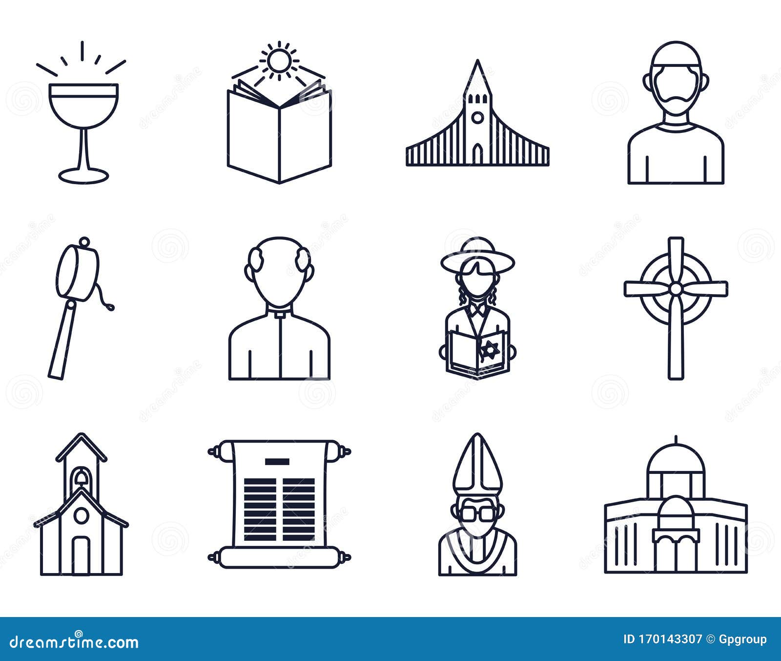 Icon Set Of World Religious World Symbols Vector Design Stock Vector