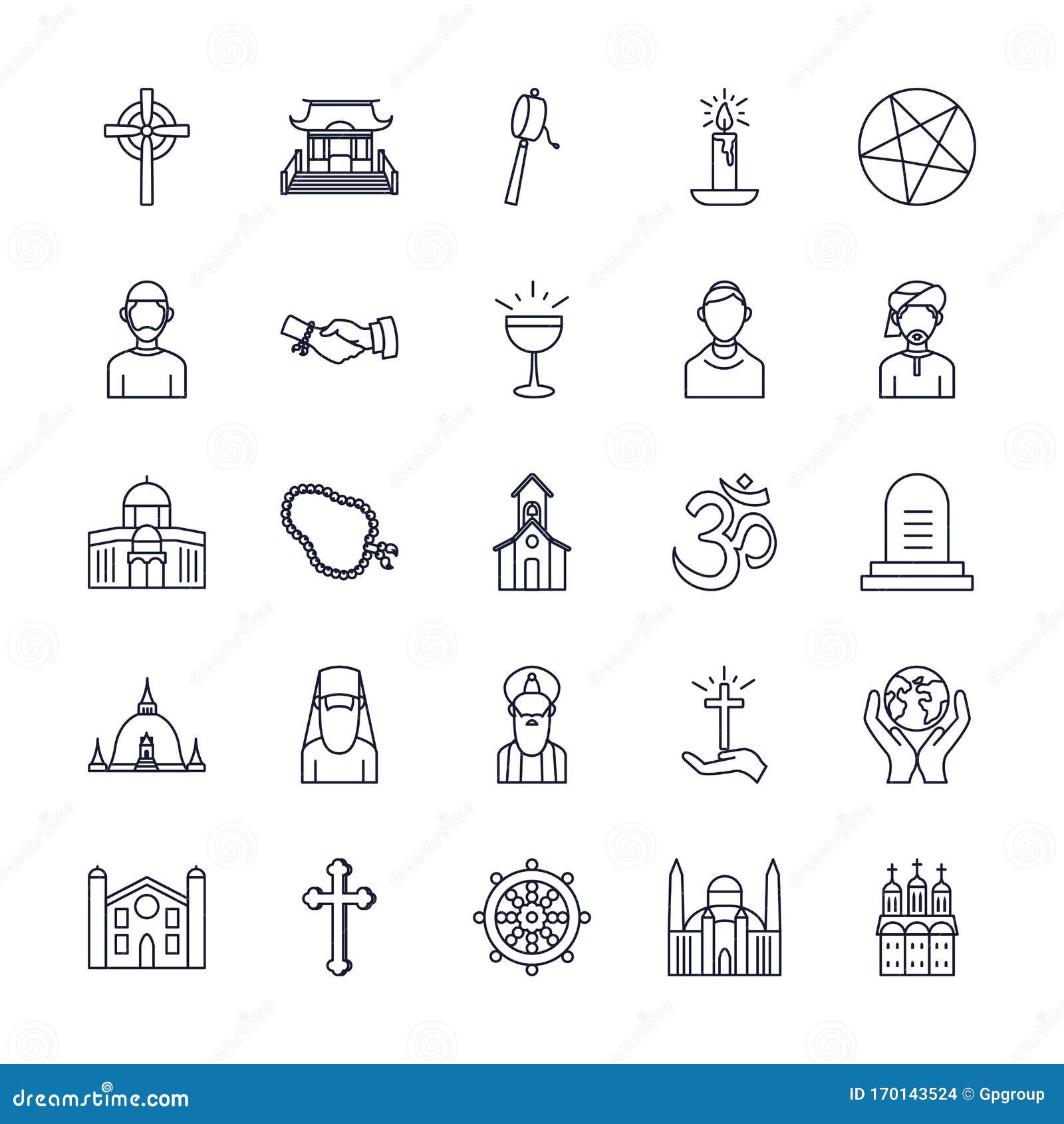 Icon Set Of World Religious World Symbols Vector Design Stock Vector