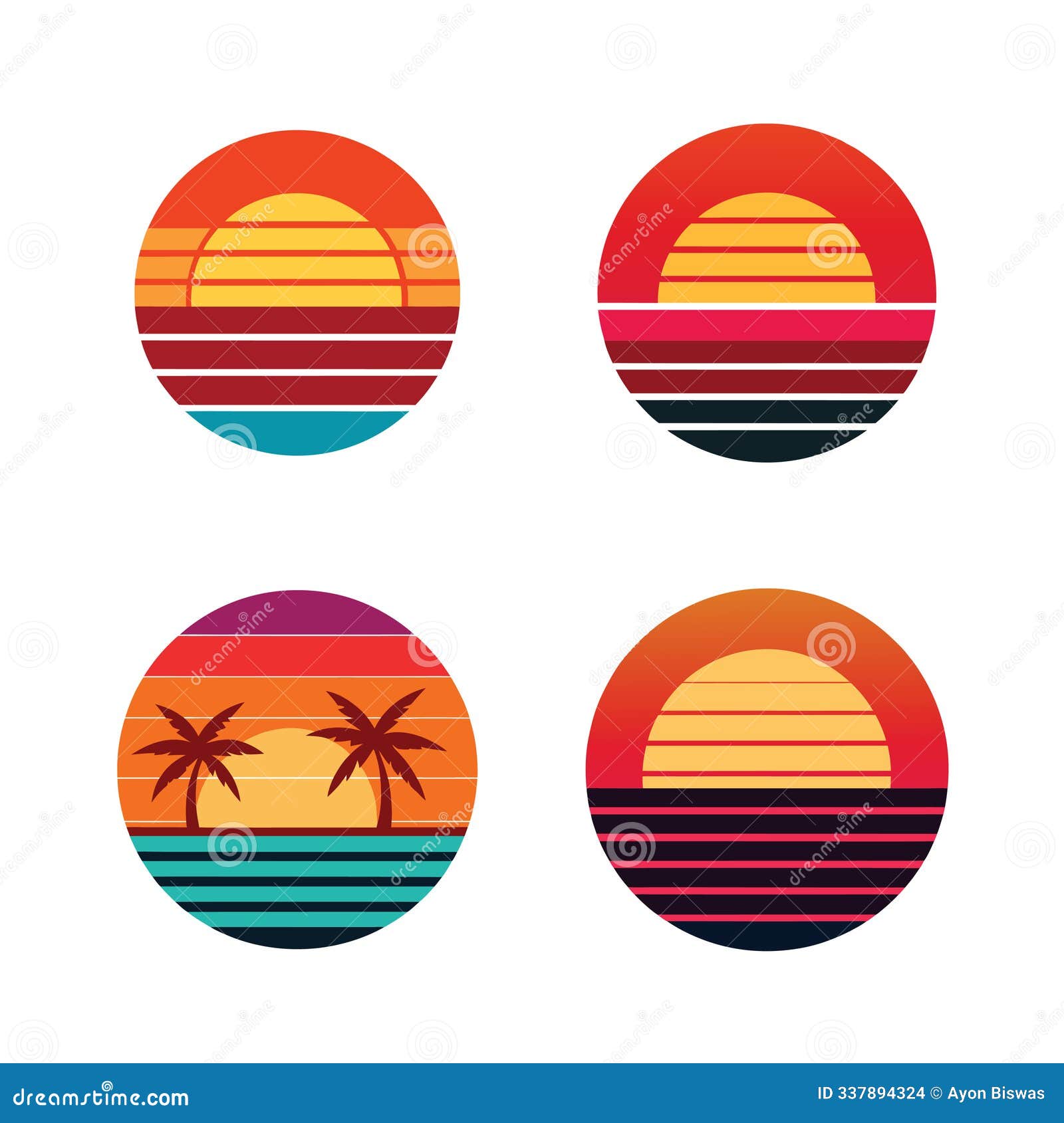 Vintage Sunset Vector Graphics On White Isolated Background Design ...