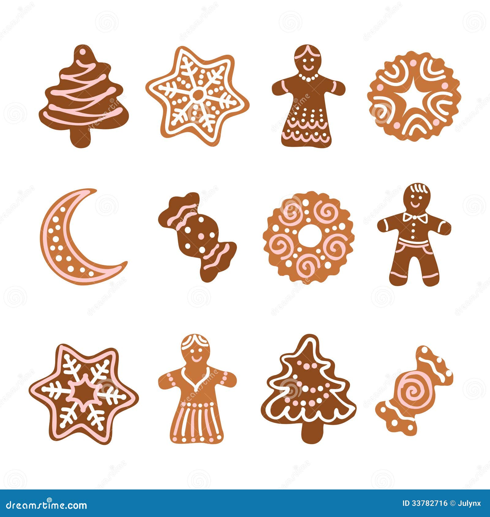 Icon Set - Xmas Gingerbread Cookies Stock Vector - Illustration of ...