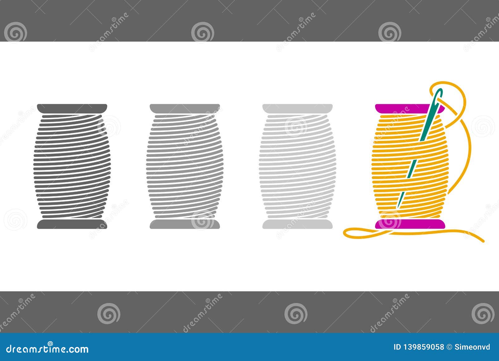 Icon Sewing Thread On Spools. Vector Isolated Coil. Silhouette ...