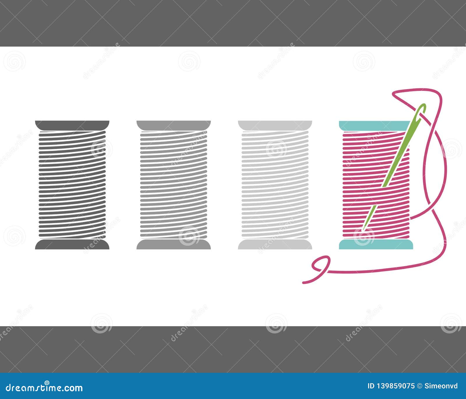 Icon Sewing Thread On Spools. Vector Isolated Coil. Silhouette ...