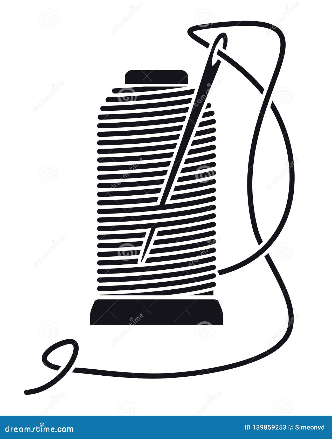 Icon Sewing Thread on Spools. Vector Isolated Coil. Silhouette Stock ...