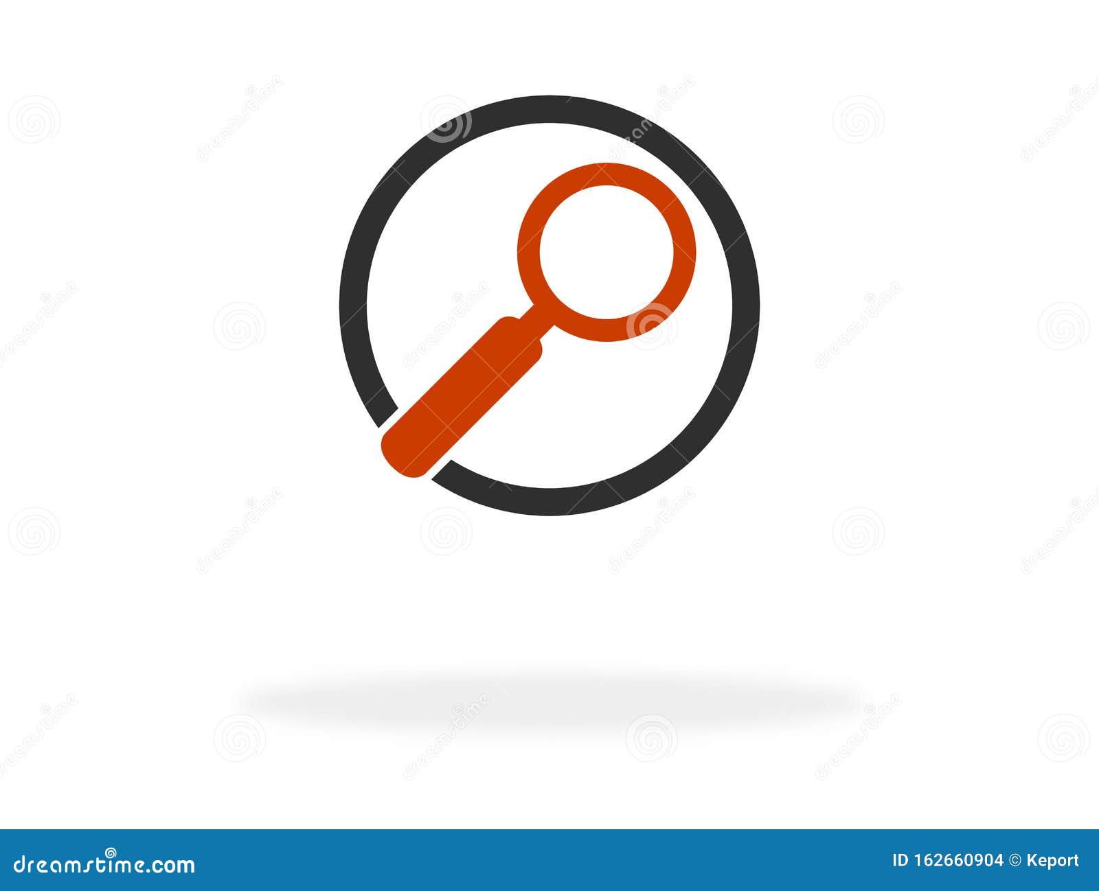 Icon and Shadow: Red Search and Find Symbol Stock Illustration ...
