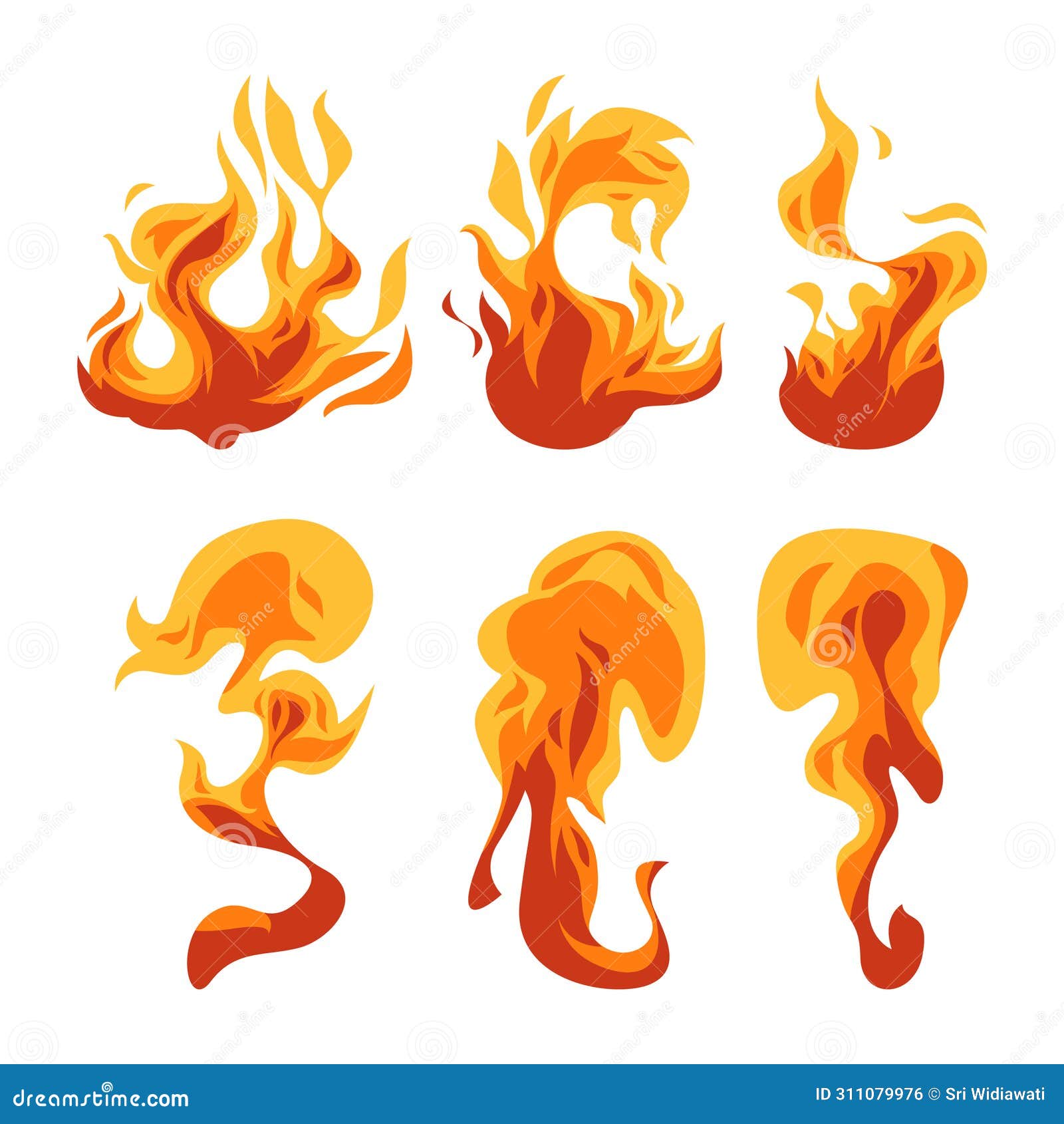 Icon Shape Fire Effect Yellow Orange Red Hot Burn Flame Ignition Design ...