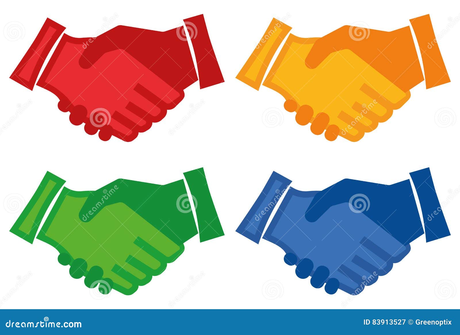 Icon Shape Flat Design Handshake Colorful Set Stock Vector ...