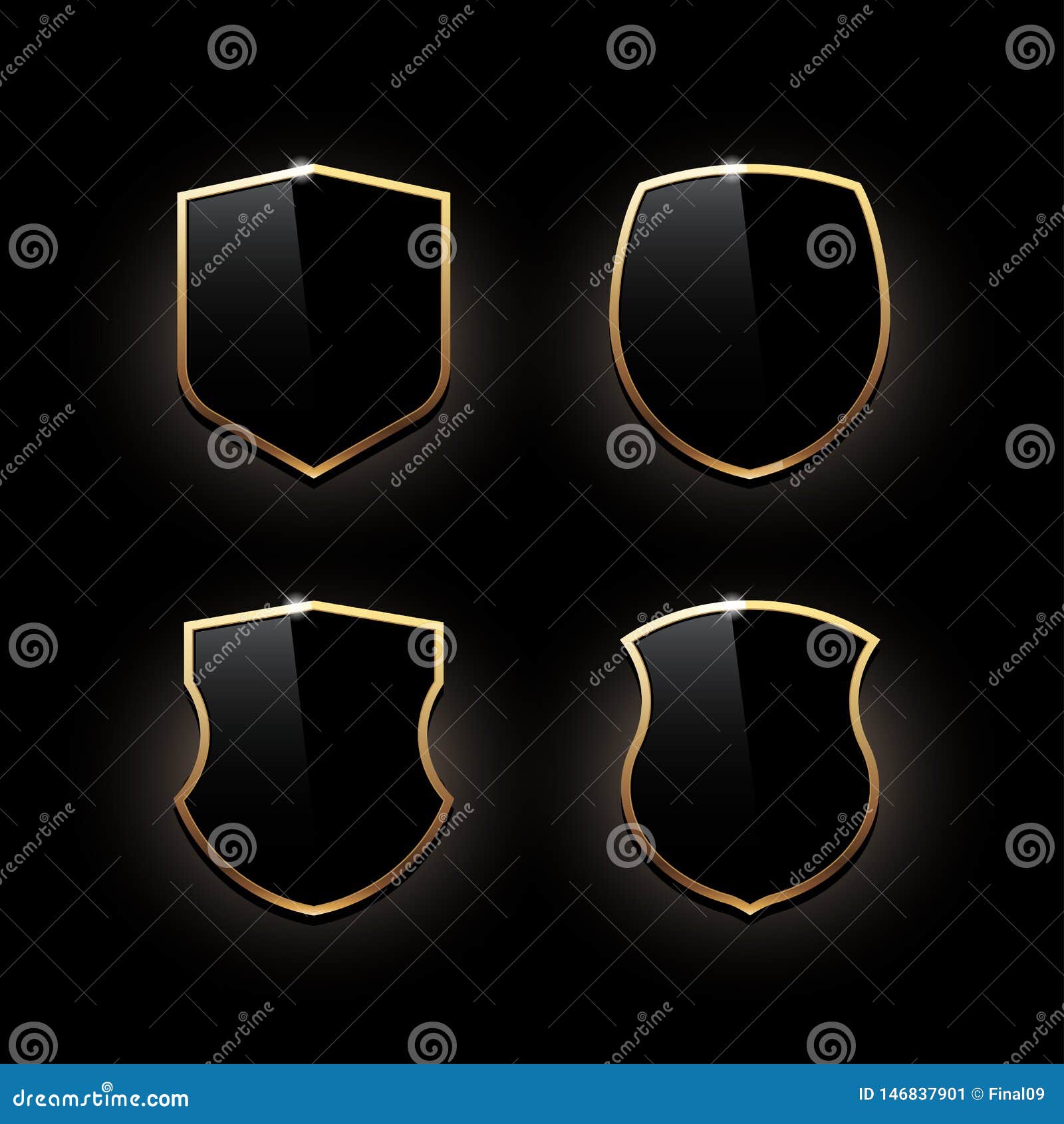 Icon Shield with Gold Edging Stock Vector - Illustration of element ...