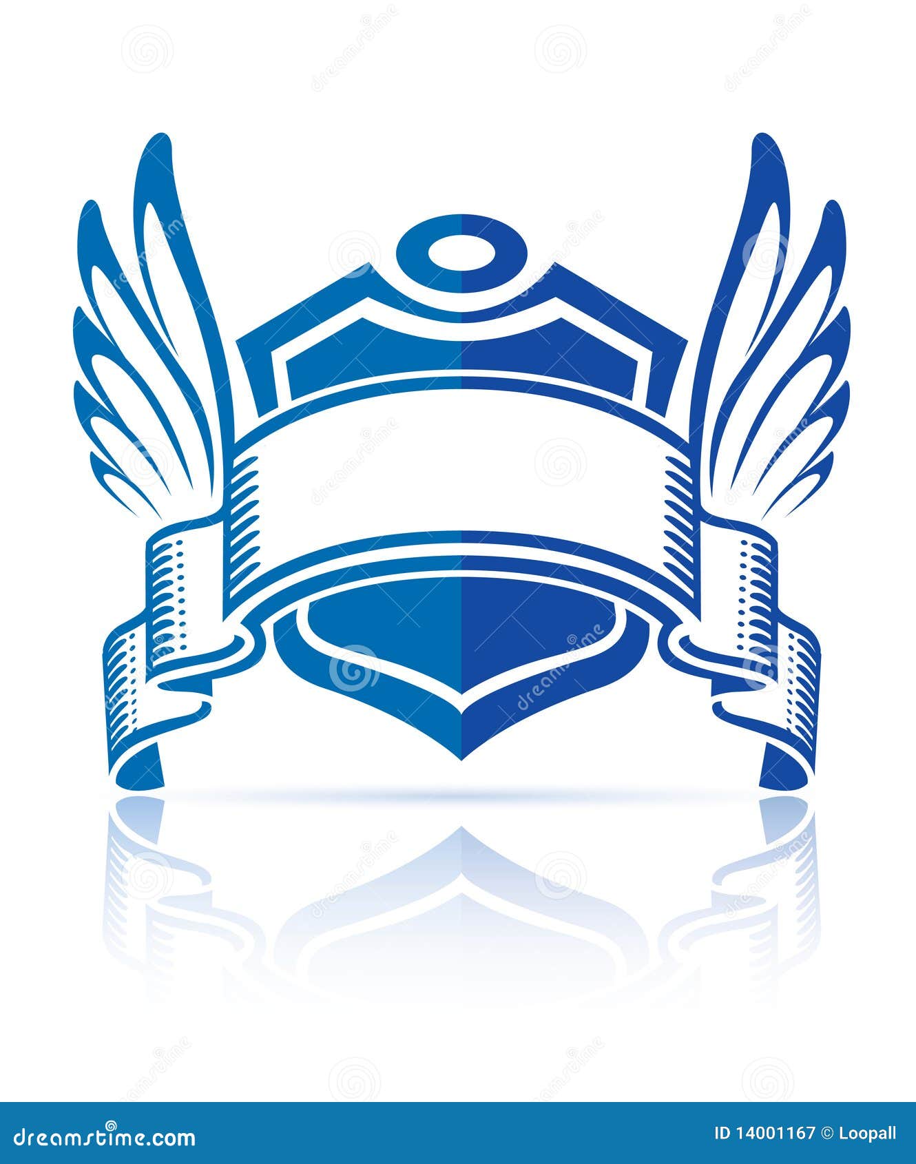 Icon with Shield Ribbon and Wings Stock Illustration - Illustration of ...