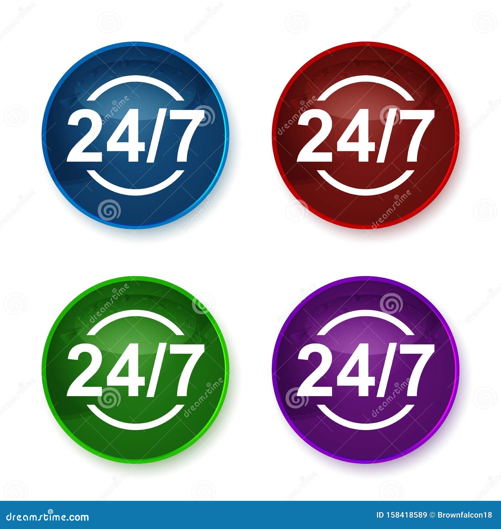 24/7 Icon Shiny Round Buttons Set Illustration Stock Vector ...