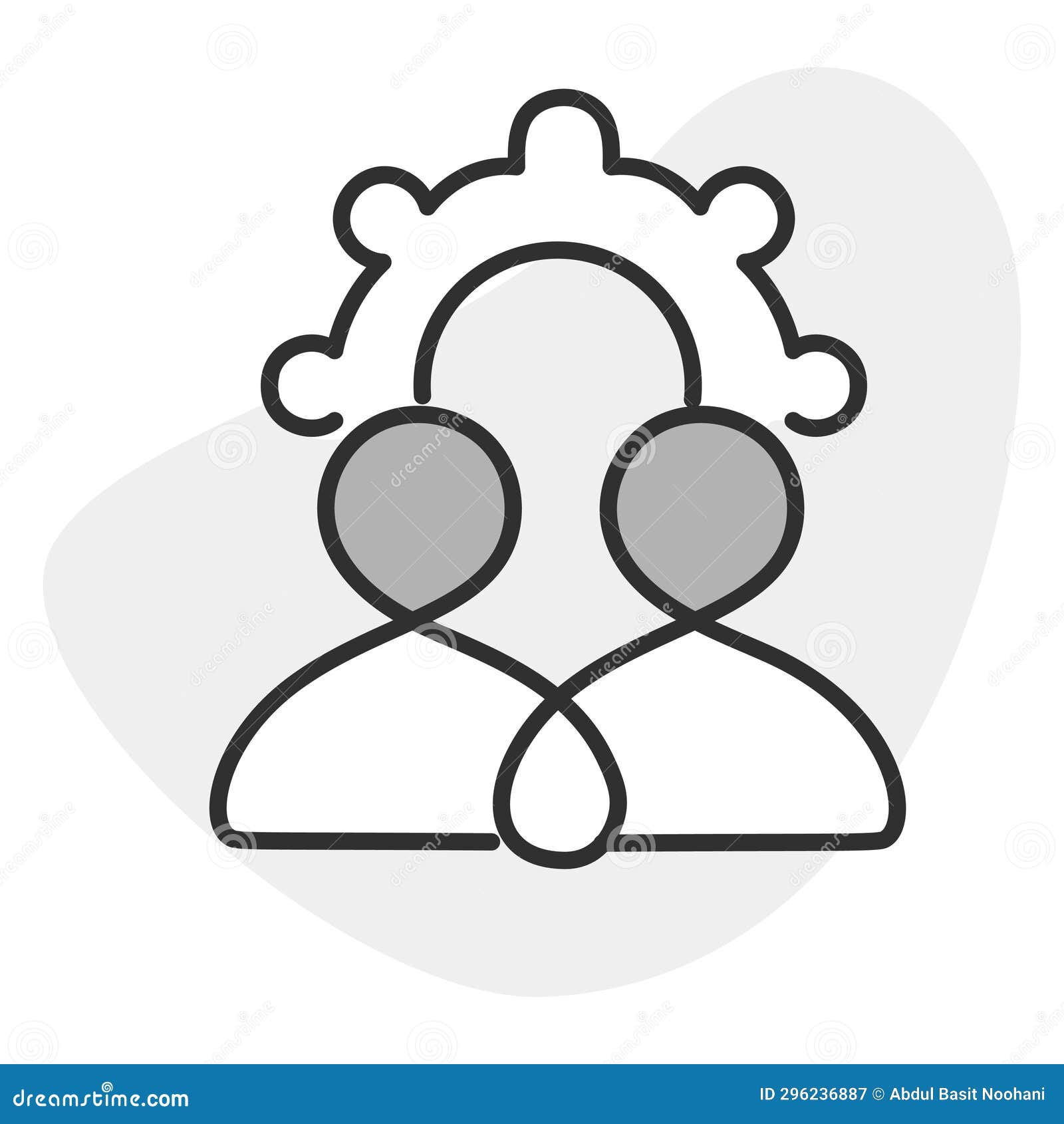 An Icon Showcasing Two People and a Half Gear, Representing Teamwork ...