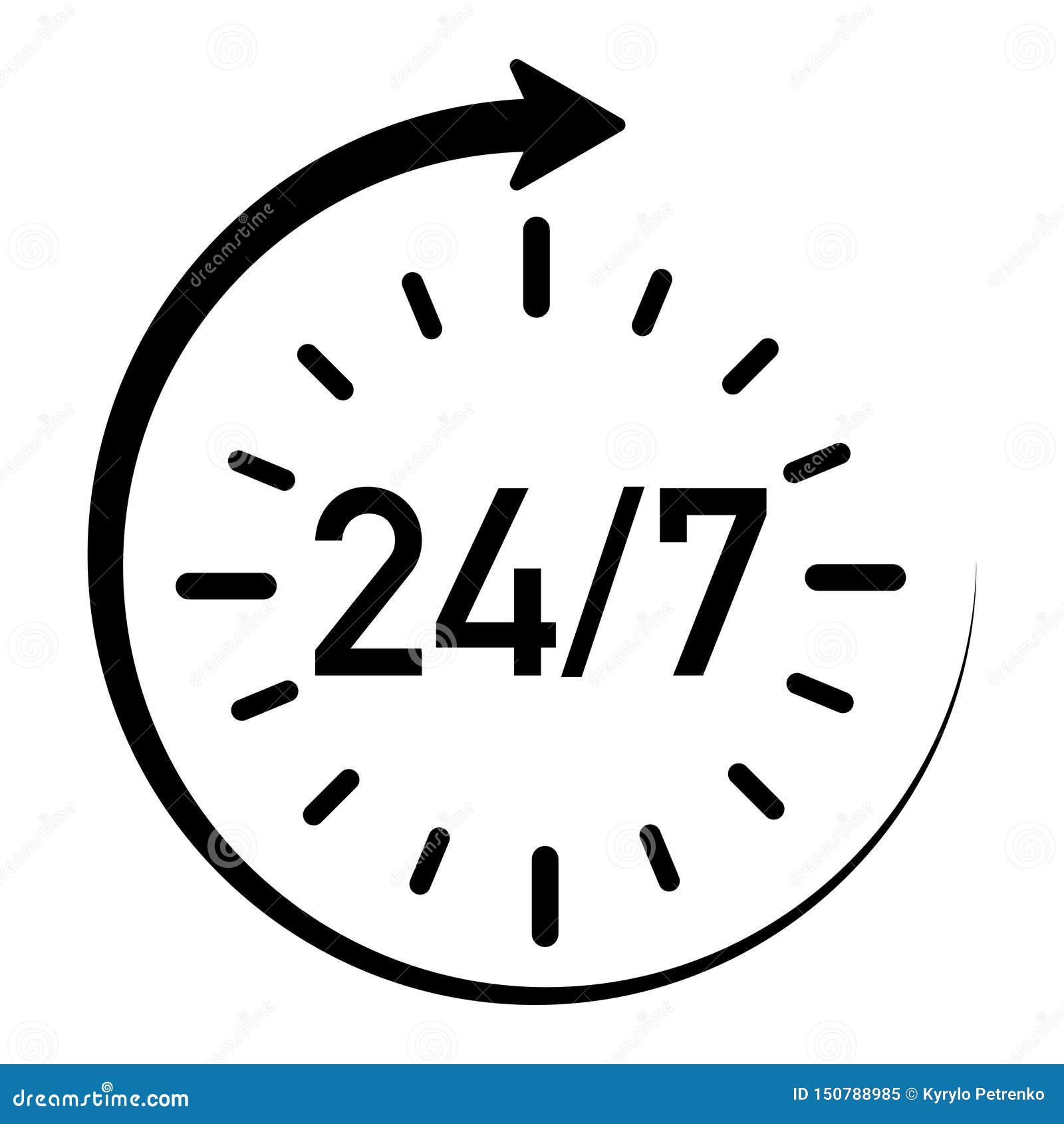 Icon Showing Service Available 24 Hours a Week Stock Vector ...