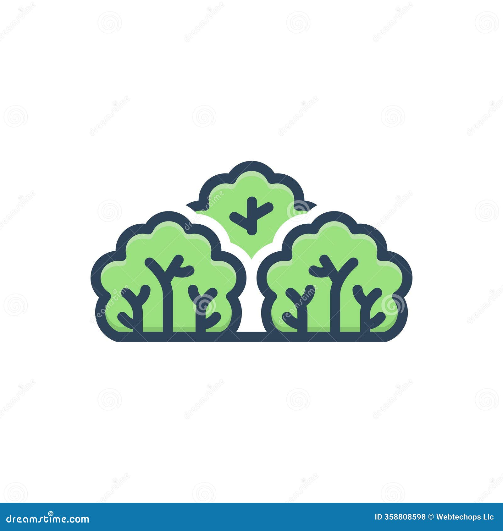 Color Illustration Icon for Shrub, Trees and Natural Stock Illustration ...