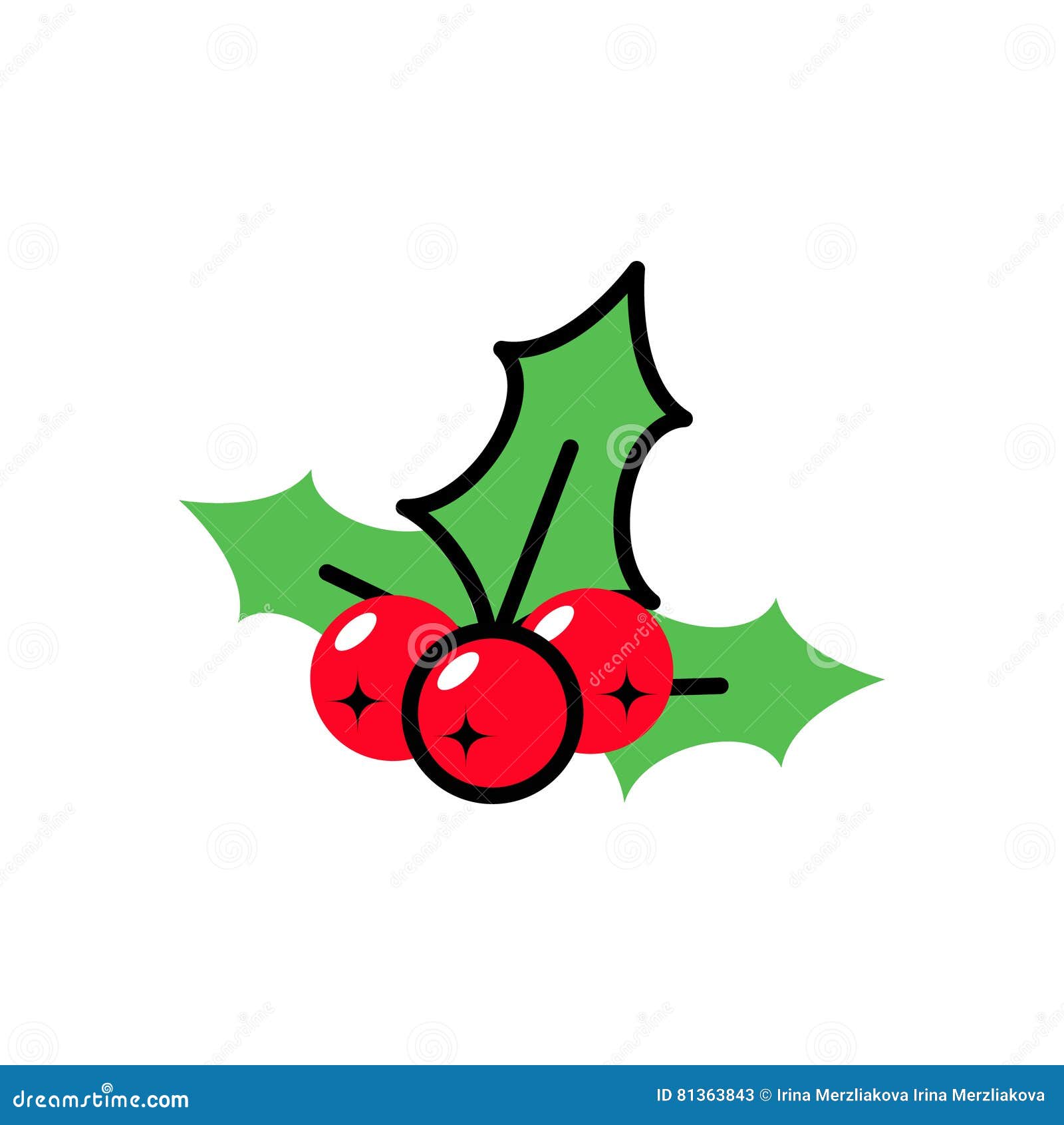 Icon Simple Mistletoe Ornate Red and Green Ornament Vector Flat Stock ...
