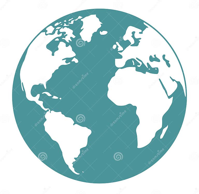 Icon of Simplified Planet Earth with Continents Stock Illustration ...