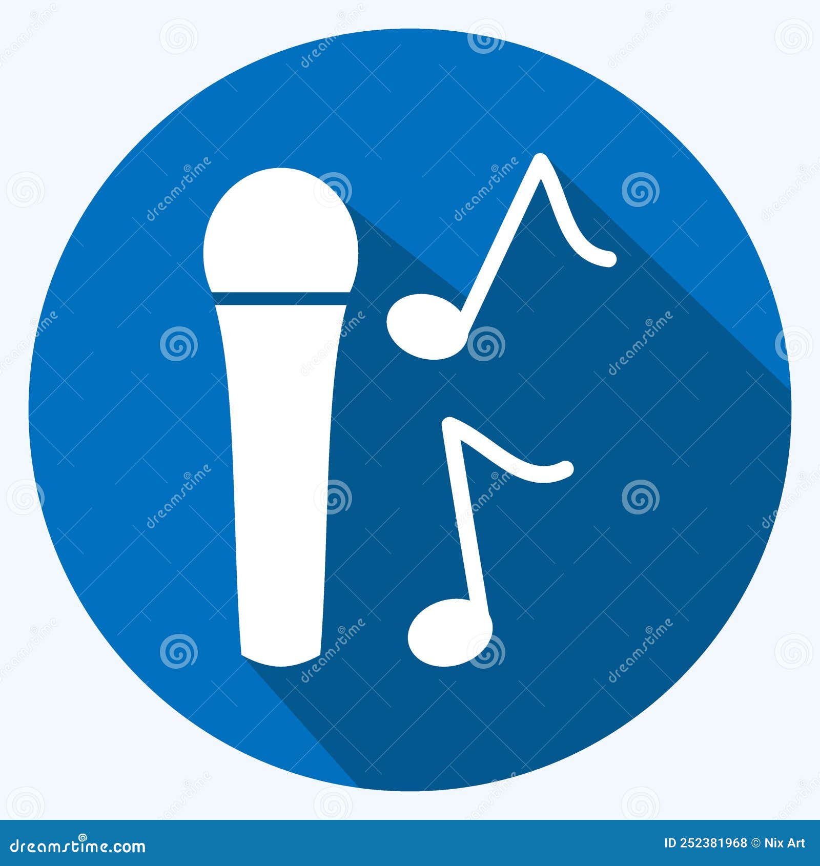 Icon Singing on Mic. Suitable for Music Symbol. Long Shadow Style ...
